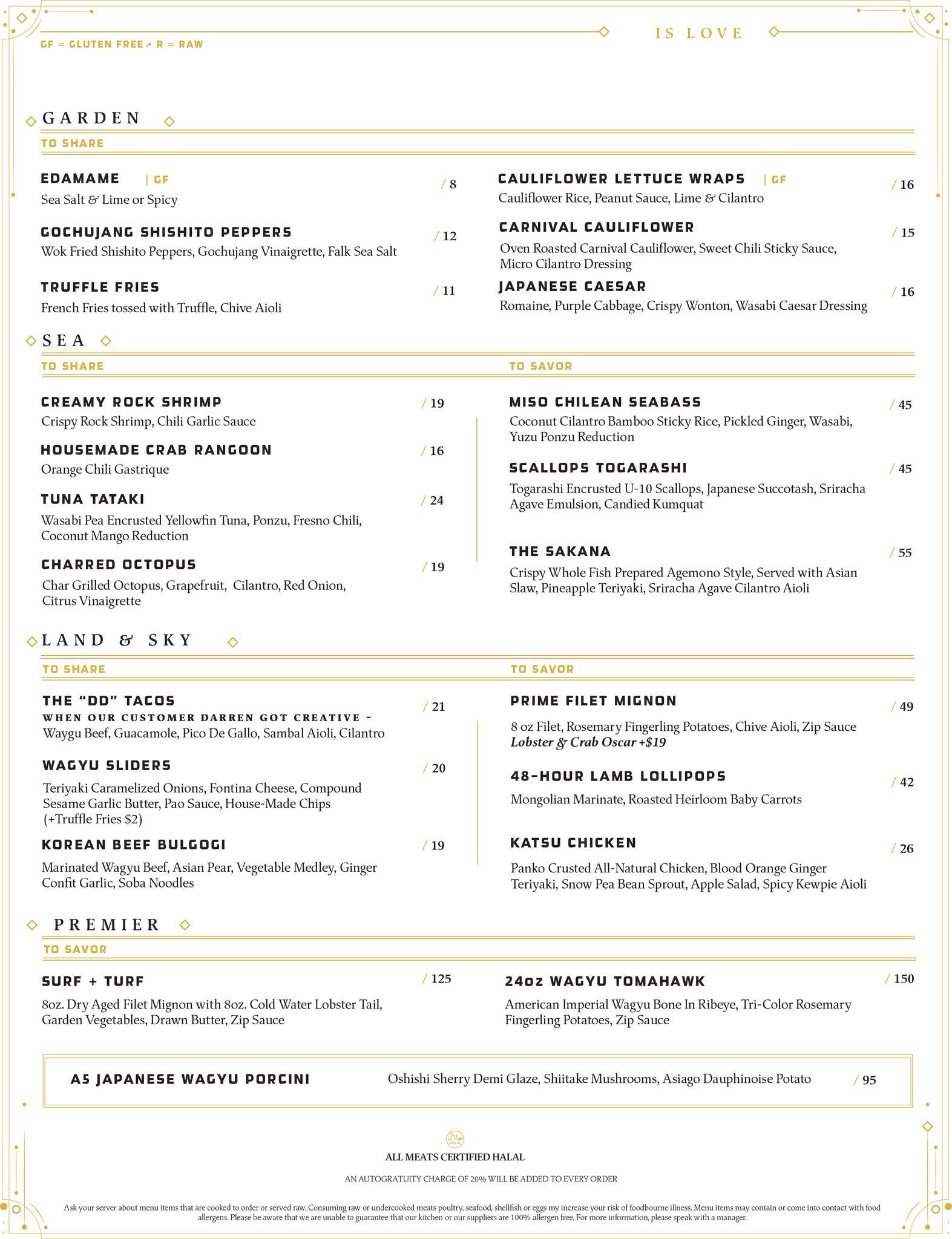 Menu at PAO Detroit restaurant, Detroit