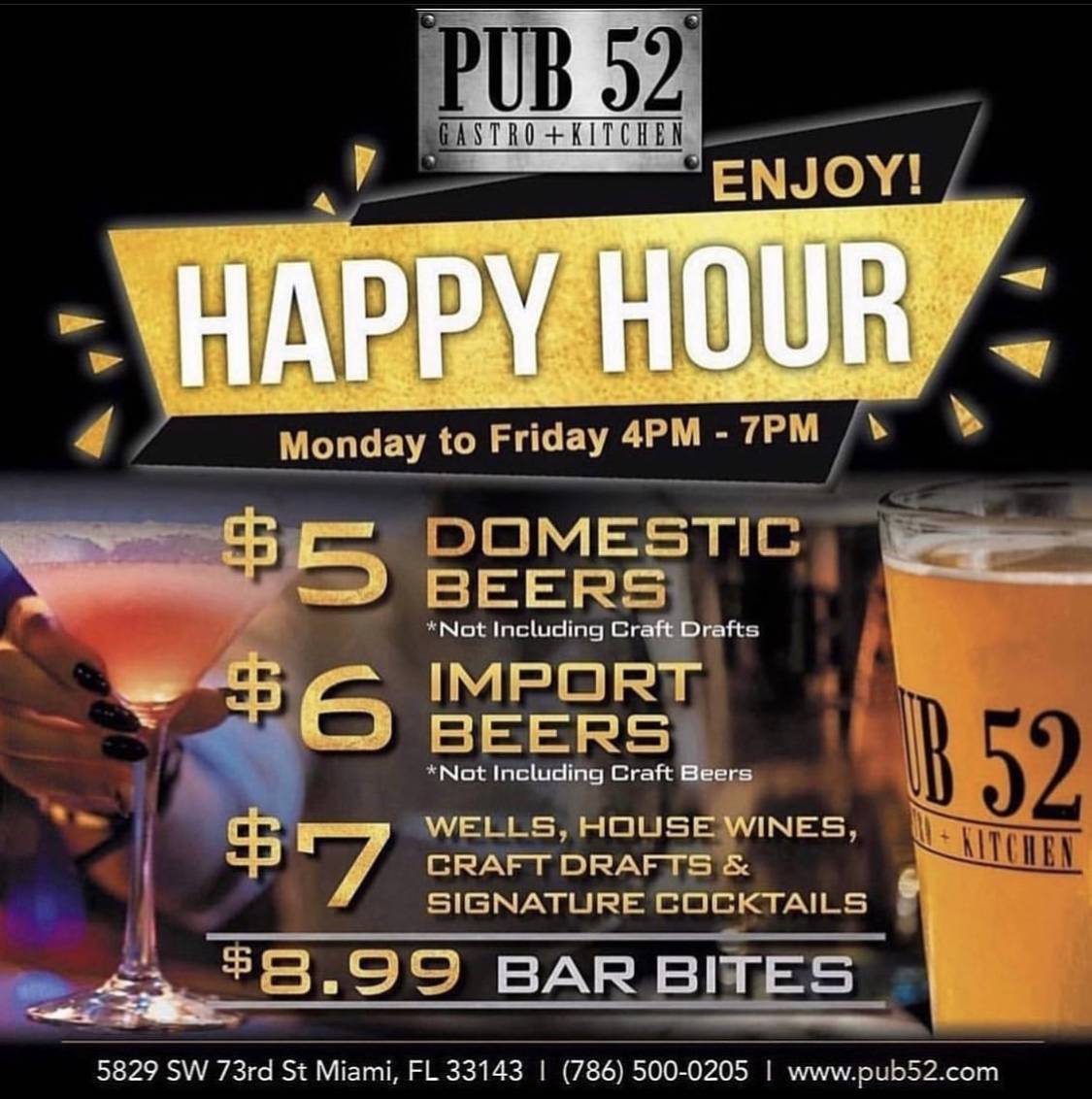Menu at PUB 52 Gastropub & Kitchen - South Miami, South Miami
