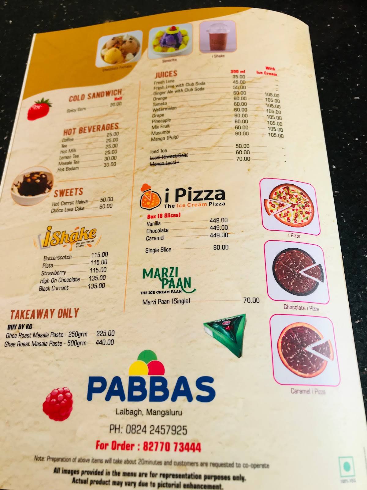 Menu at Pabbas Ideal Cafe Bharat Mall, Mangaluru