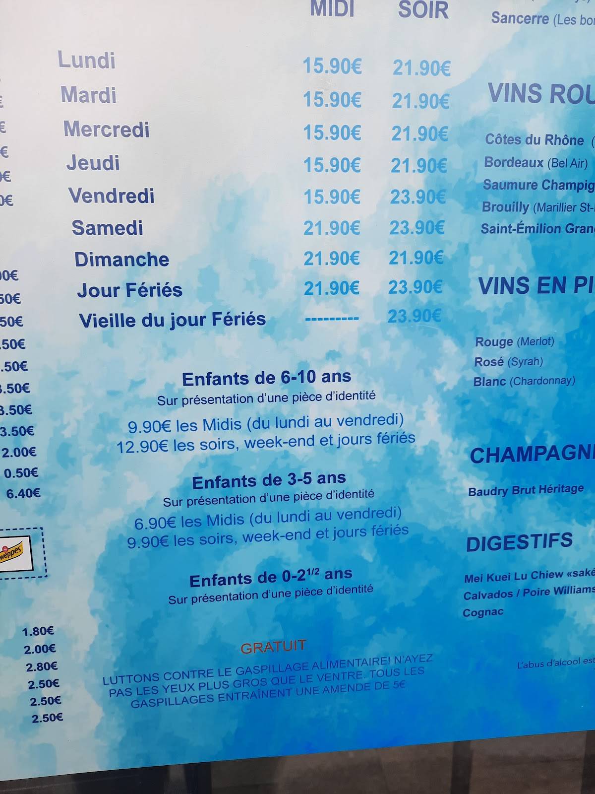 Menu au Pacific Restaurant, Claye-Souilly