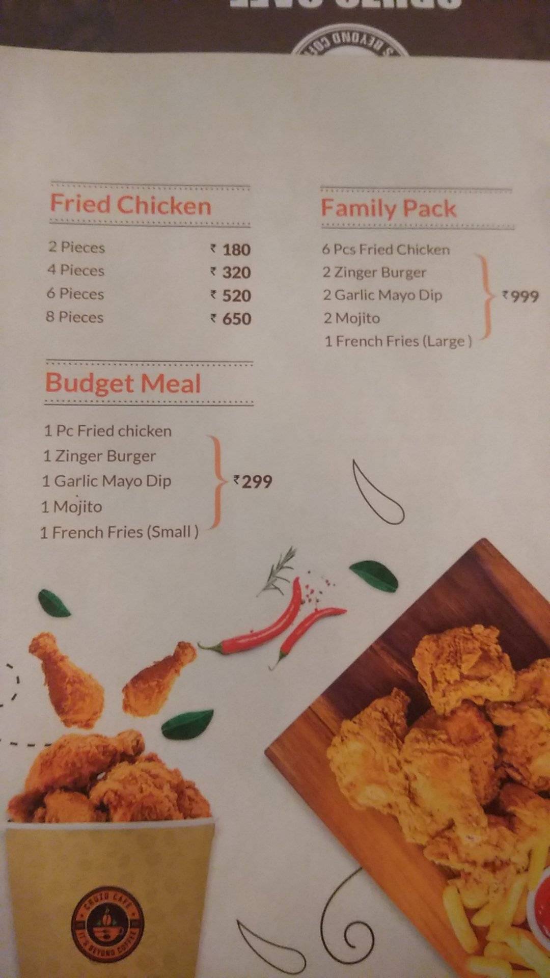 Menu at Cruzo Cafe & Grills, Palakkad, CM Center