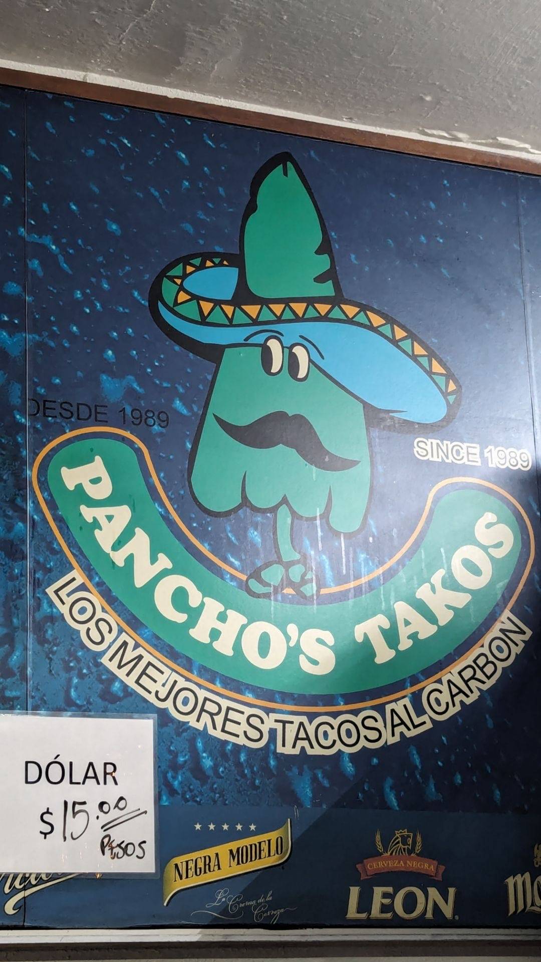 Menu at Pancho's Takos restaurant, Puerto Vallarta, Basilio Badillo 162