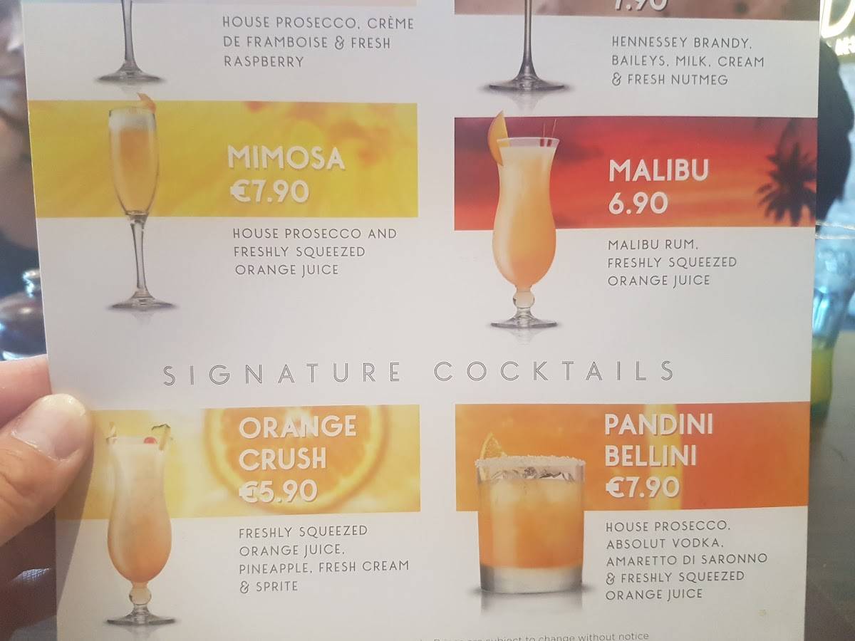 Menu at Pandini's Restaurant, Clondalkin