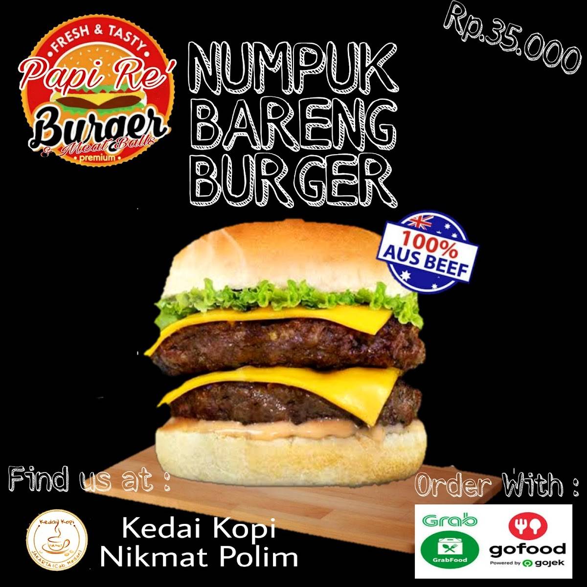 Menu at Papi Ré Burger Cinere restaurant, Depok