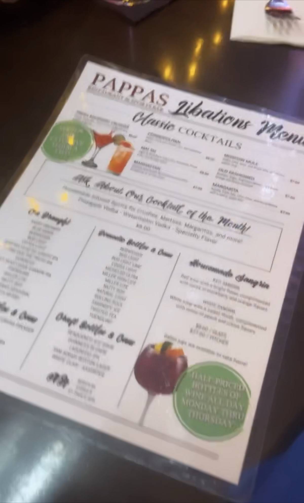 Menu at Pappas Restaurant and Sports Bar, Parkville, Taylor Ave