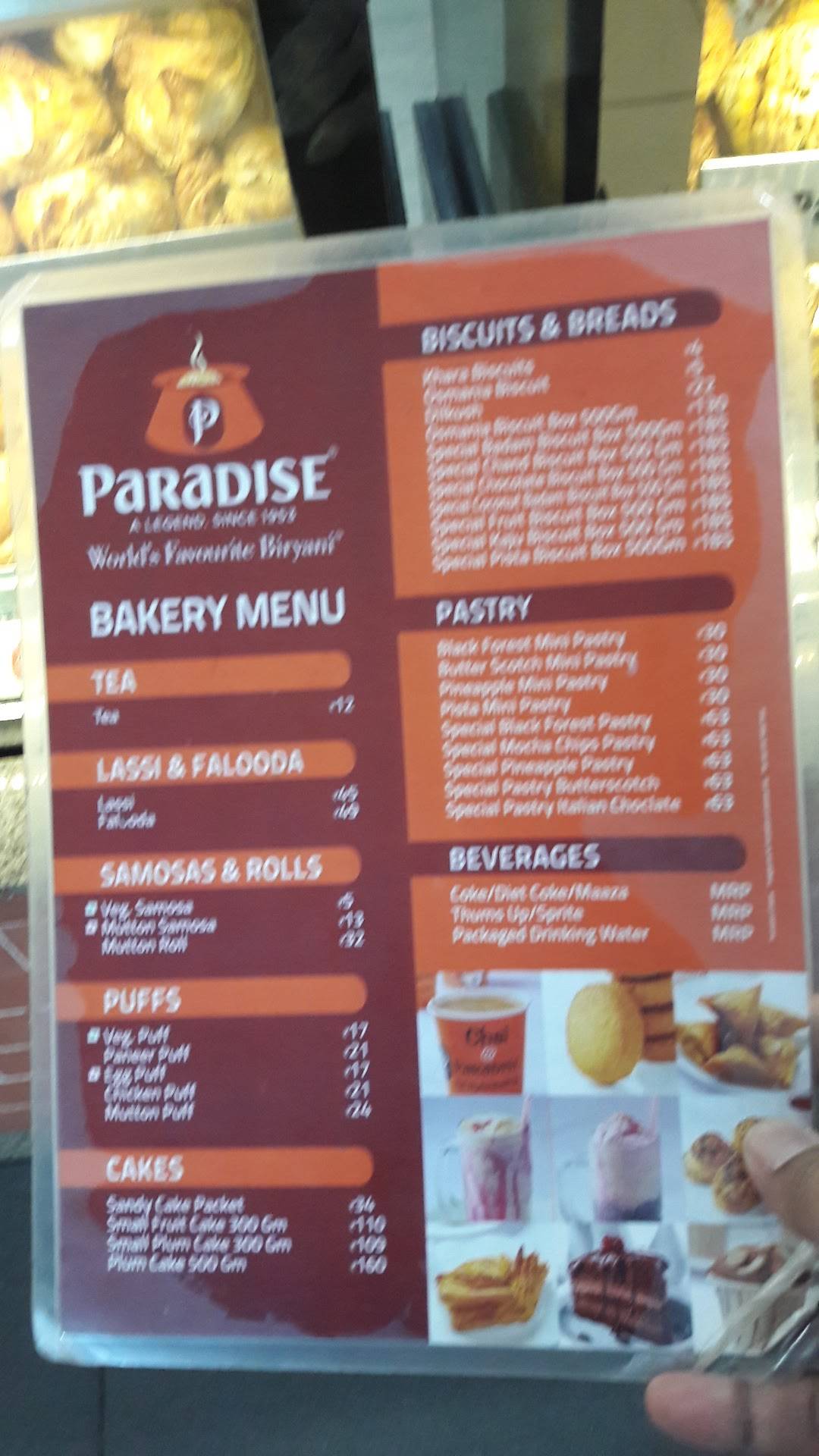 Menu at Paradise Biryani MGBS, Hyderabad, Bus Stand