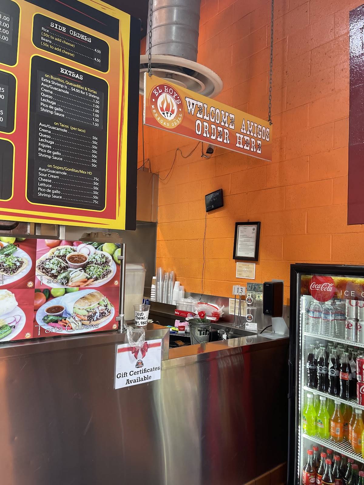 Menu at El Roy's Mexican Grill restaurant, Petaluma, 210 Edith St