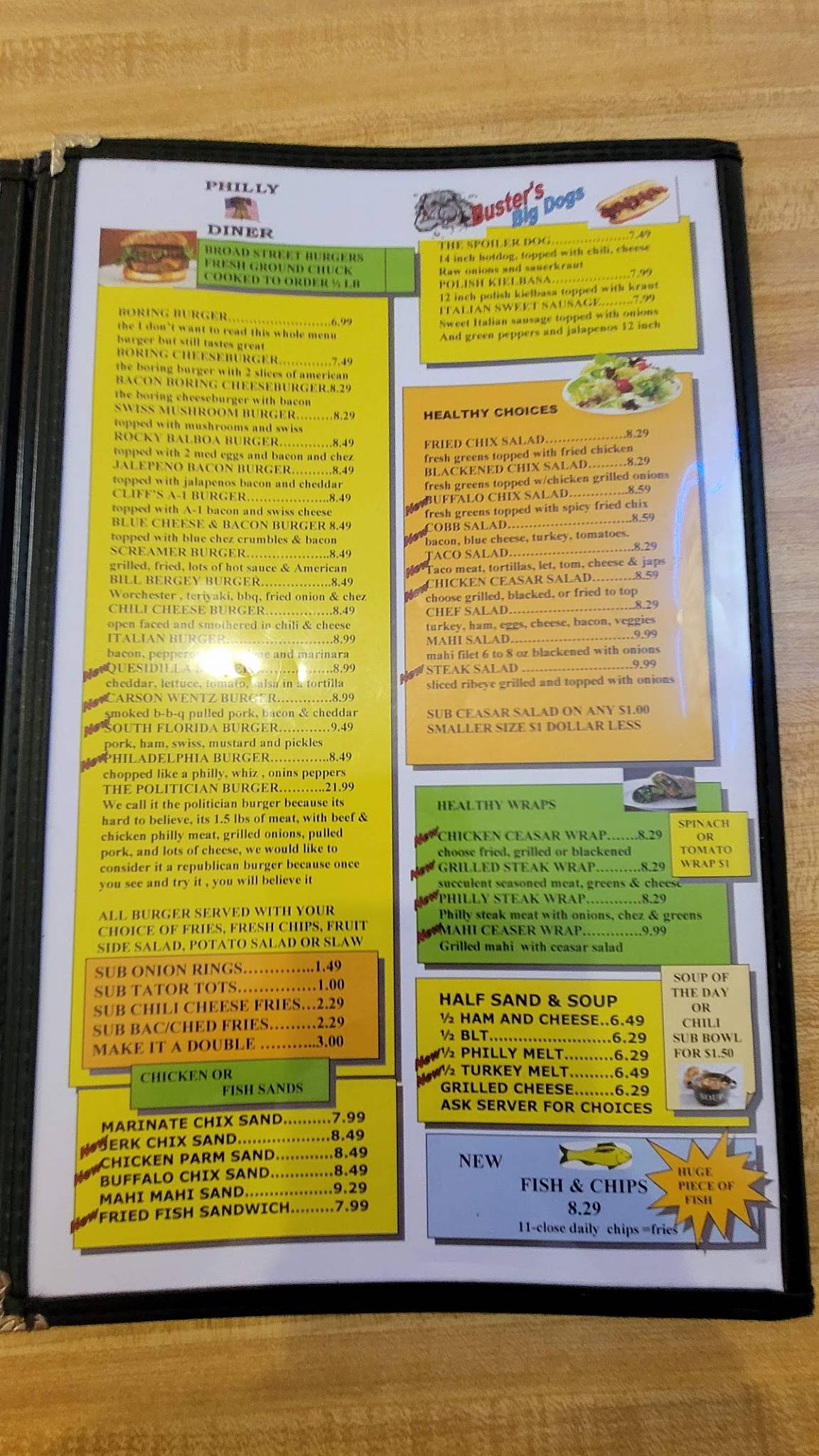 Menu at Philly Diner restaurant, DeLand