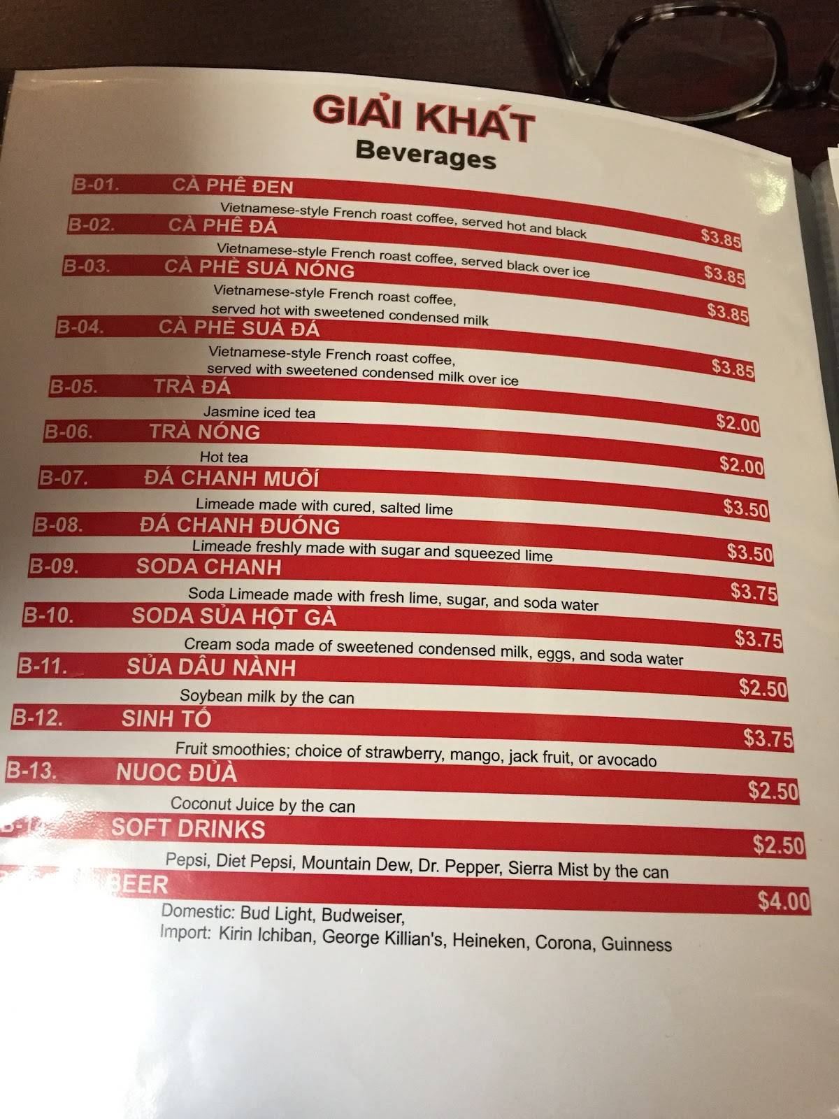 Menu at Pho Quynh Vietnamese Restaurant, Sioux Falls