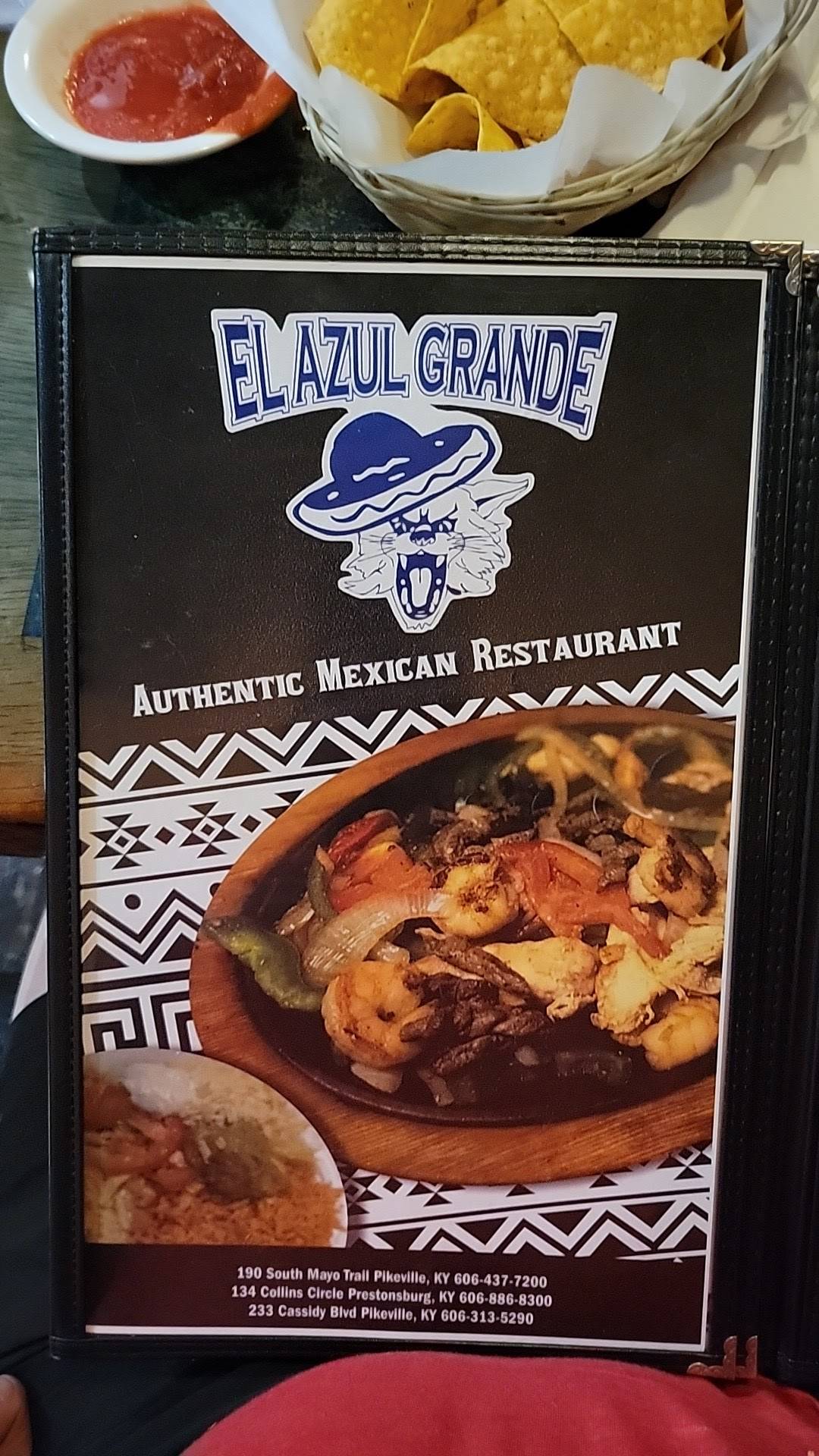 Menu at El Azul Grande Inc restaurant, Pikeville, 190 S Mayo Trail