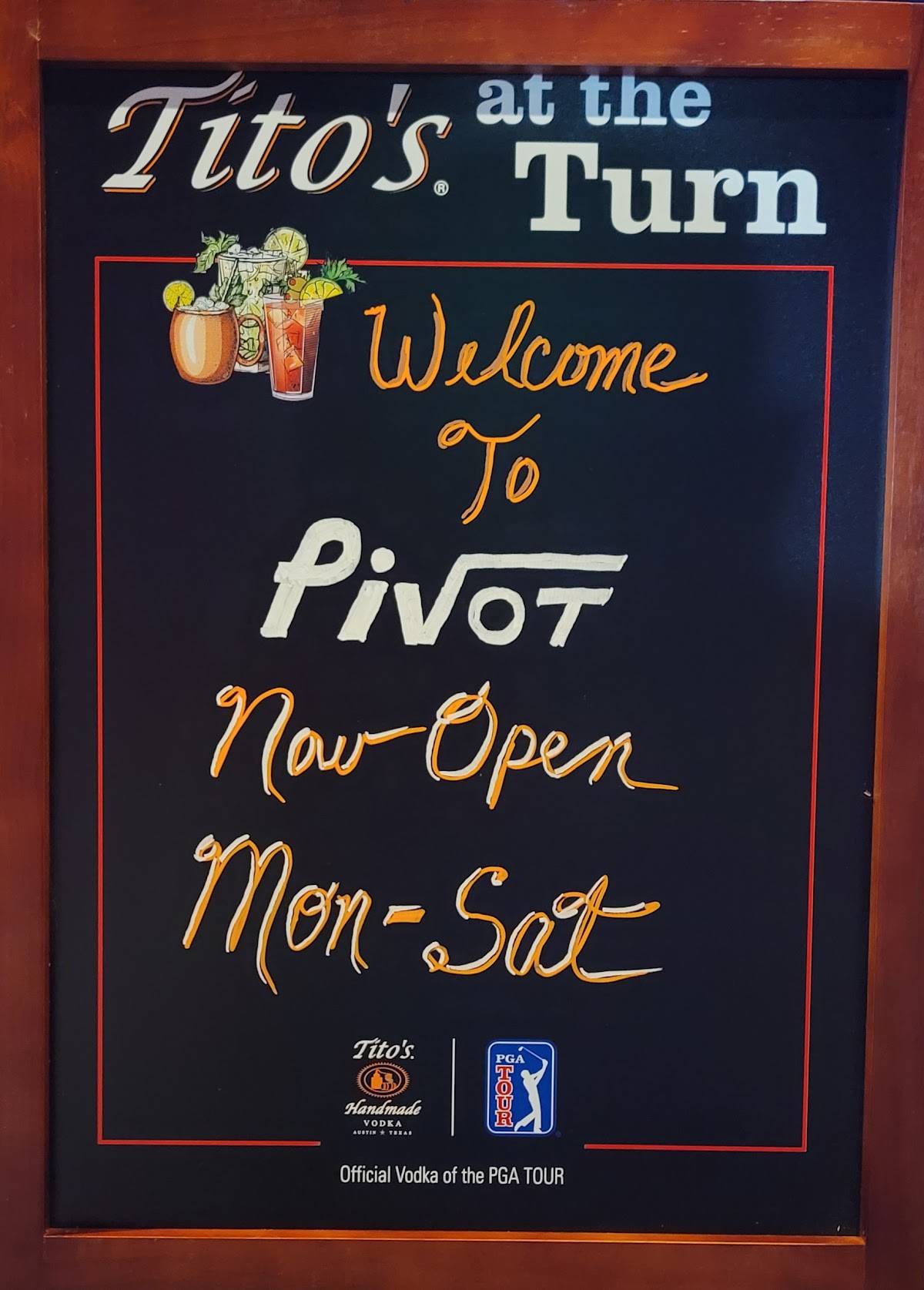 Menu at Pivot Lounge restaurant, Crown Point