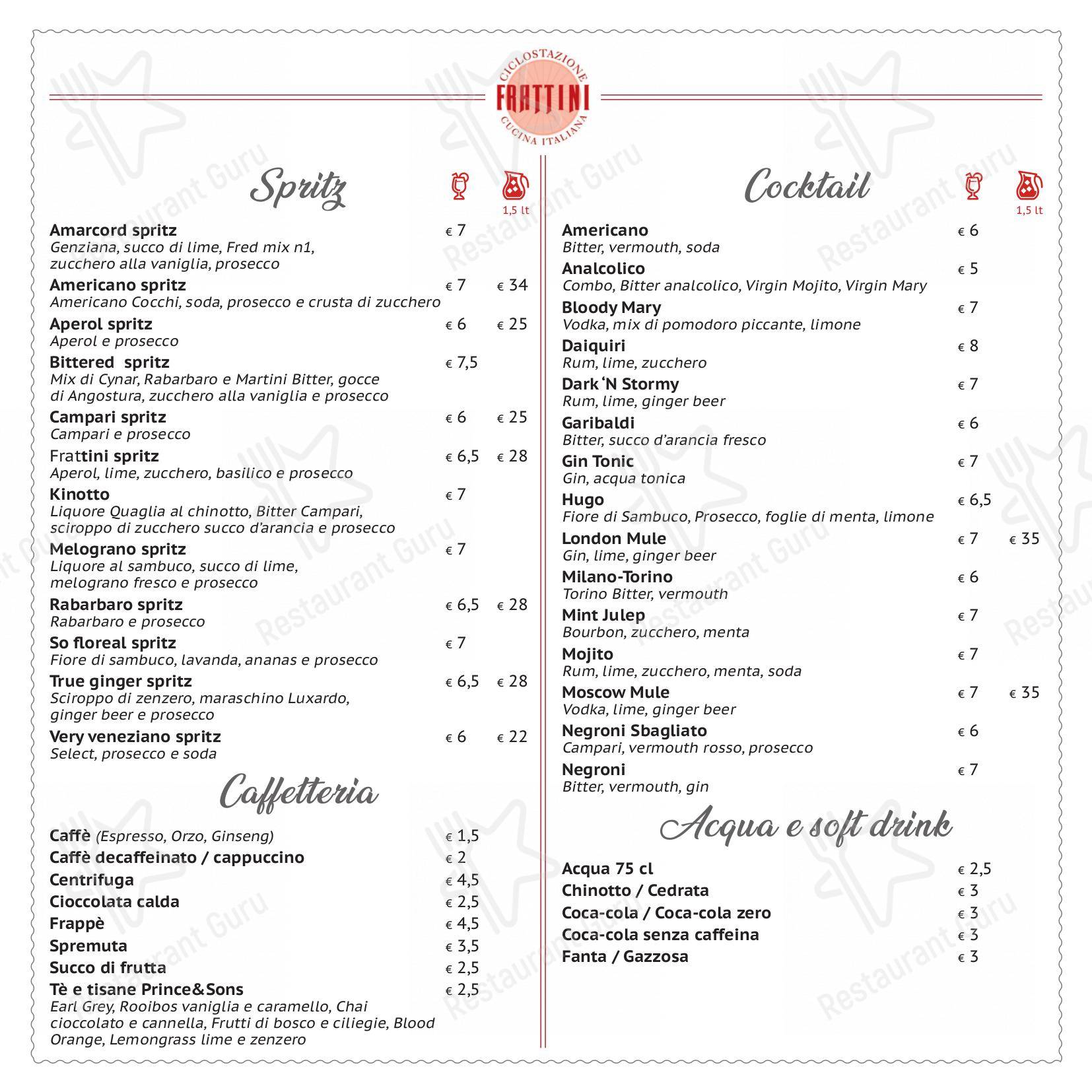 Menu da Ciclostazione Frattini pizzeria, Roma