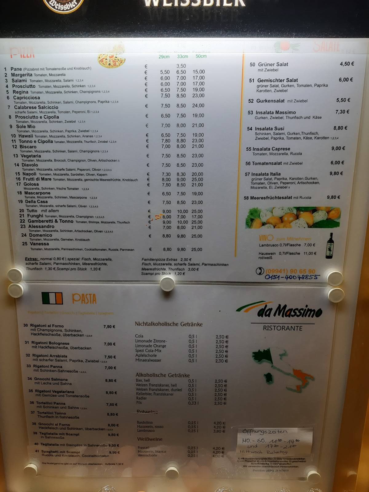 Speisekarte von Pizzeria Da Massimo, Rimbach
