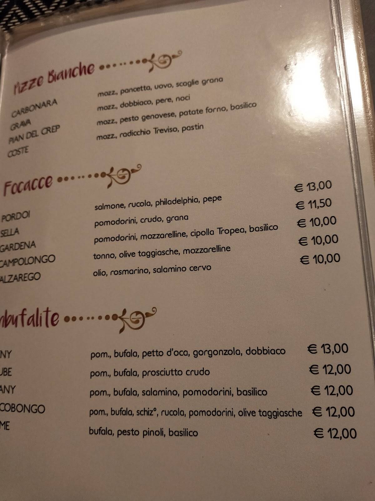 Carta de Pizzeria Deny, Mareson-Pecol