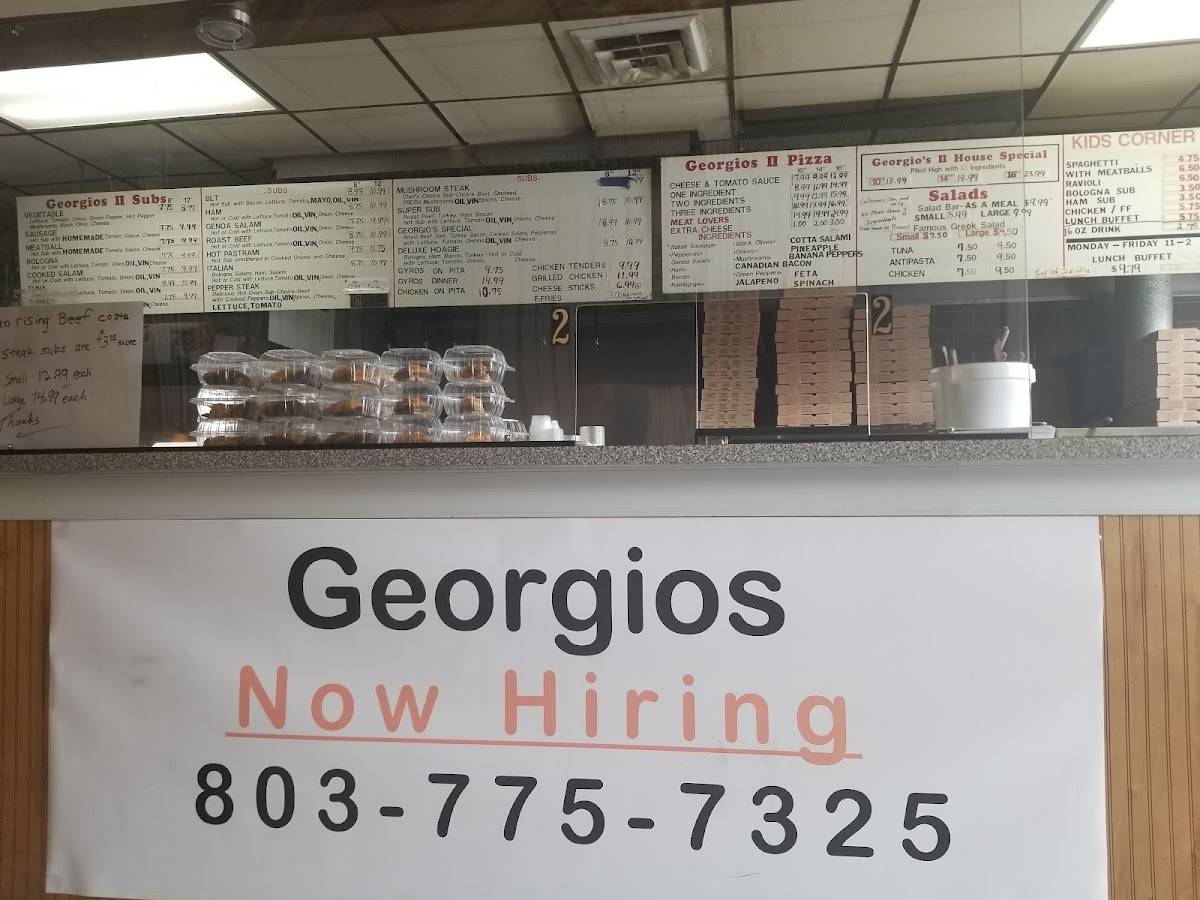 Menu at Georgio's II Famous Pizza pizzeria, Sumter, 344 Pinewood Rd