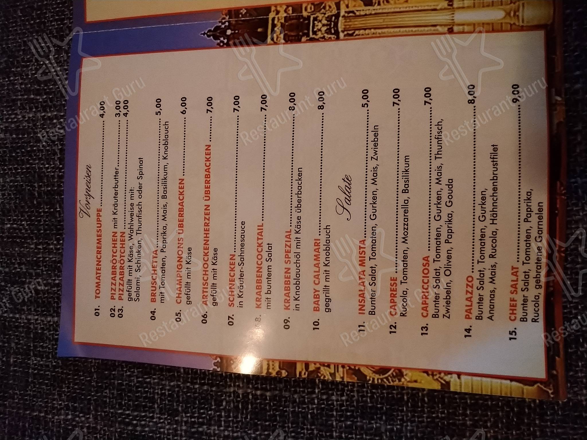 Speisekarte von Palazzo Ristorante restaurant, Holzwickede
