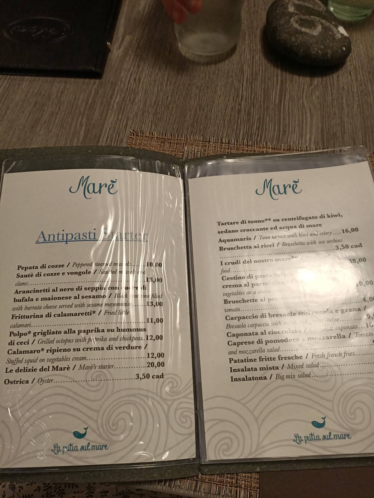 Menu da Marè La Putia Sul Mare pizzeria, Aci Castello