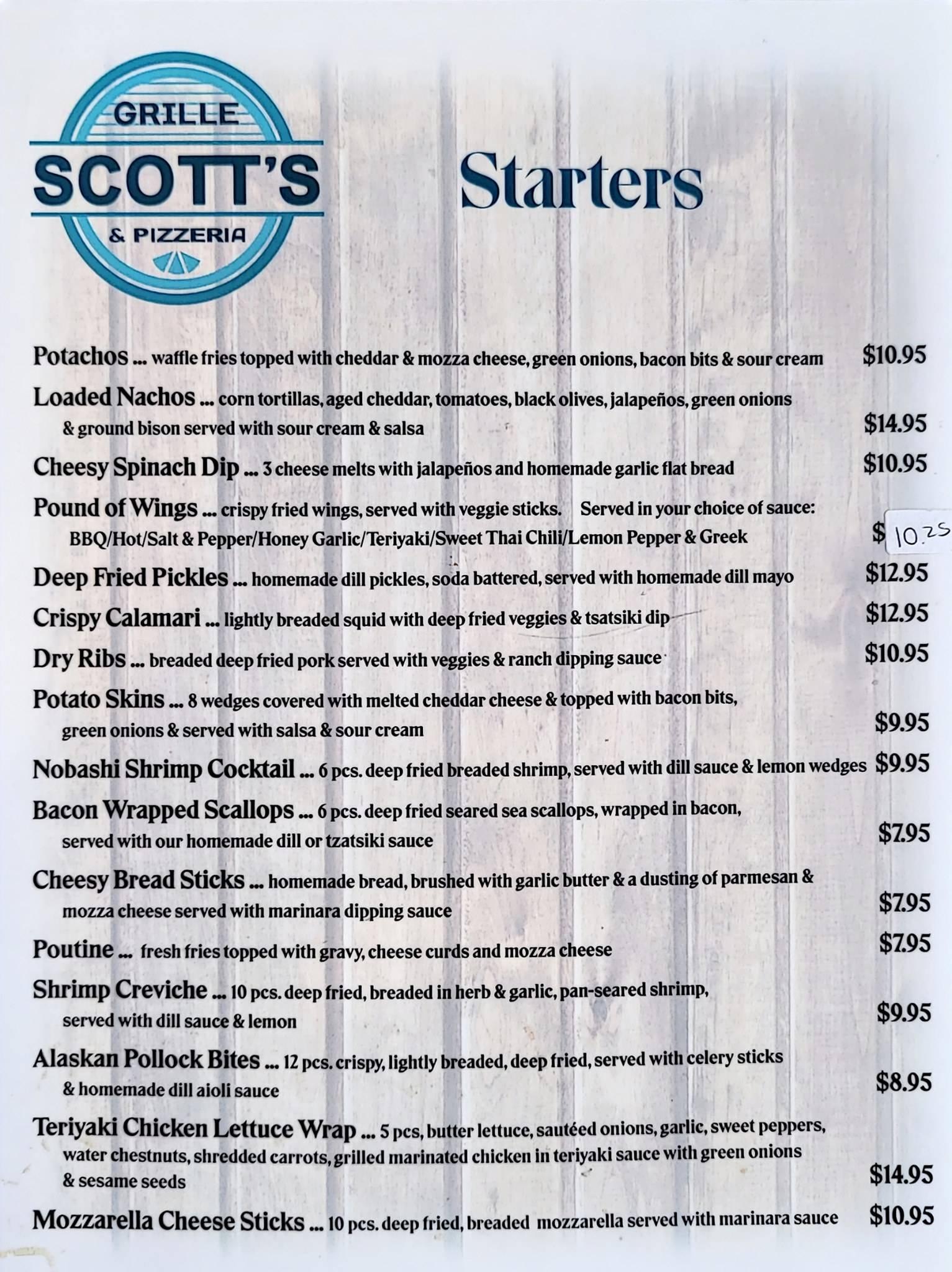 Menu at Scott's Grille & Pizzeria, Vanderhoof