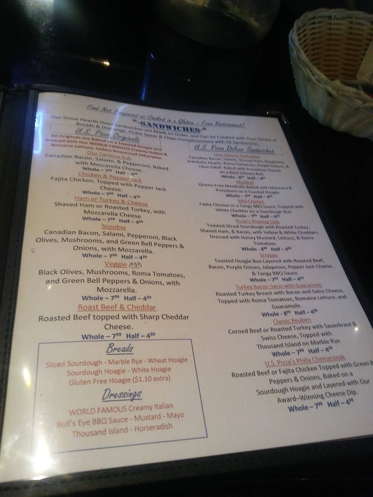 Menu at U.S. Pizza Co. Rodney Parham pizzeria, Little Rock, N Rodney ...