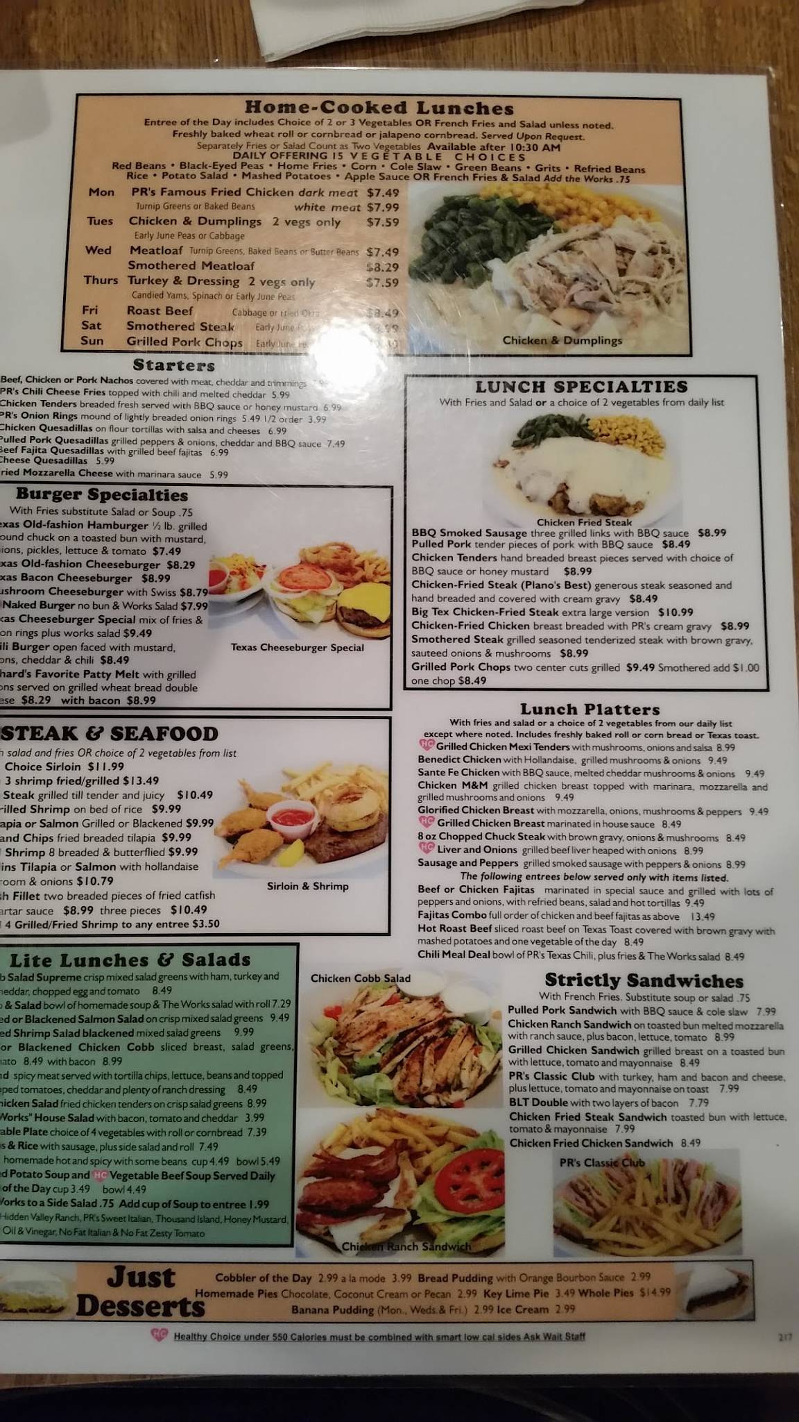Menu at Poor Richard's Cafe, Plano