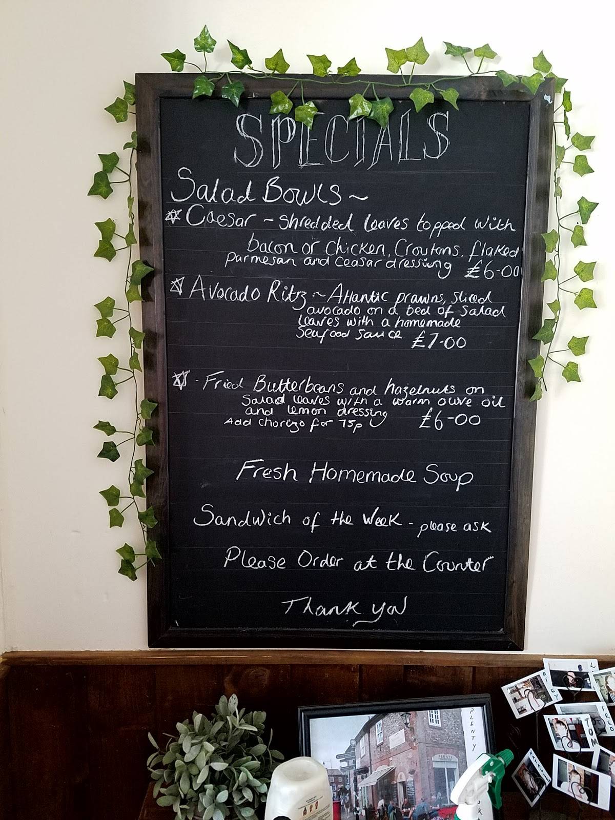 Menu at Plenty Boroughbridge cafe, Boroughbridge