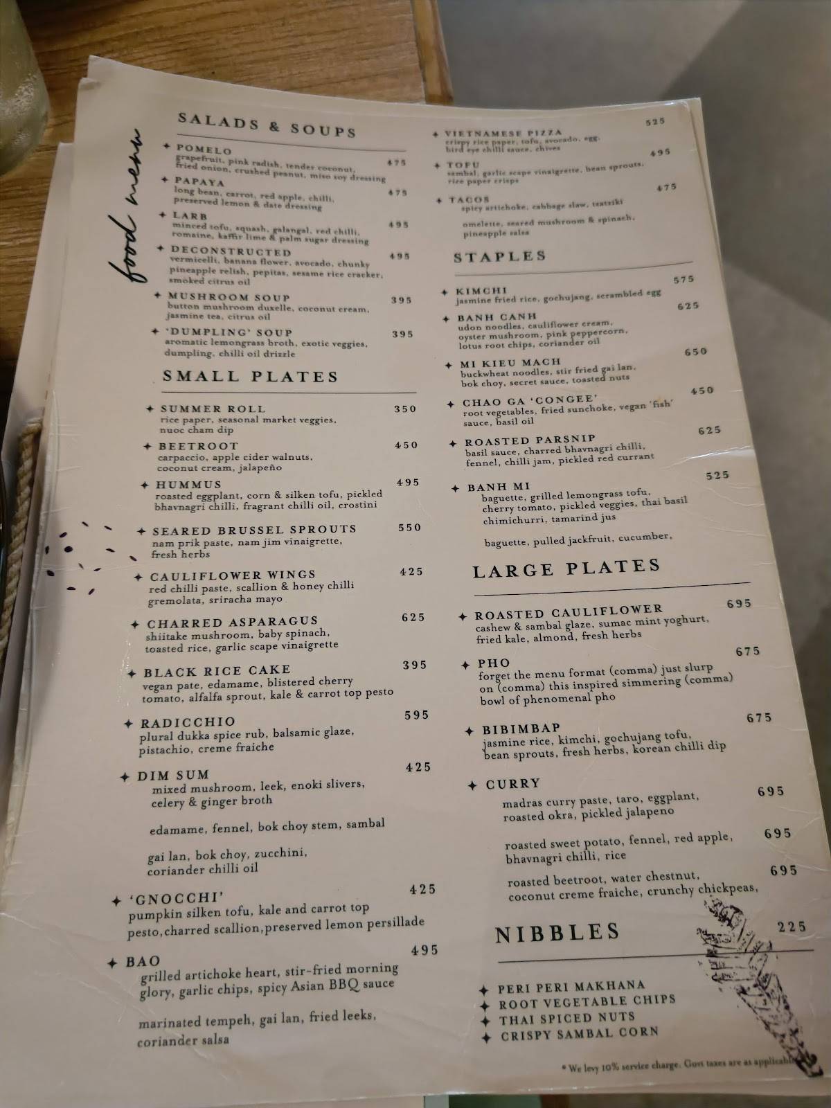 Menu at Plural Restaurant, Mumbai