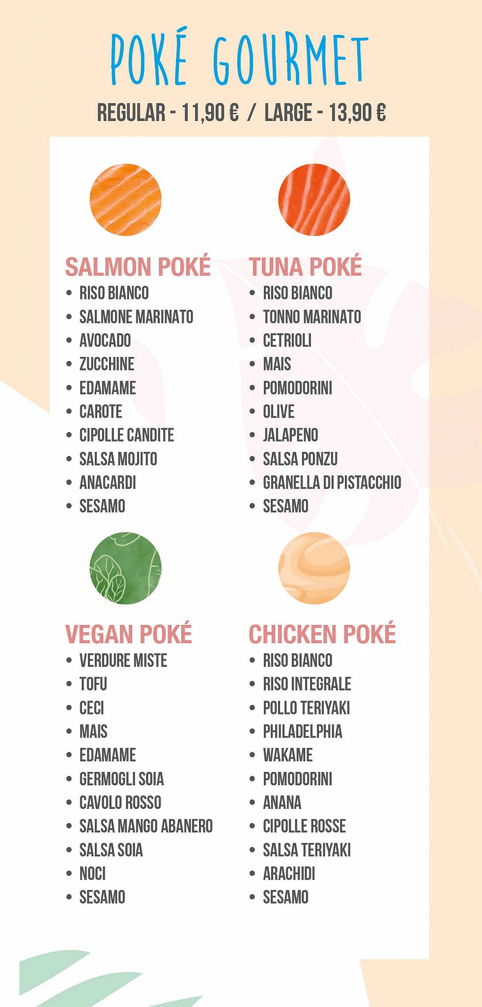 Menu au Poké Moon restaurant, Legnano