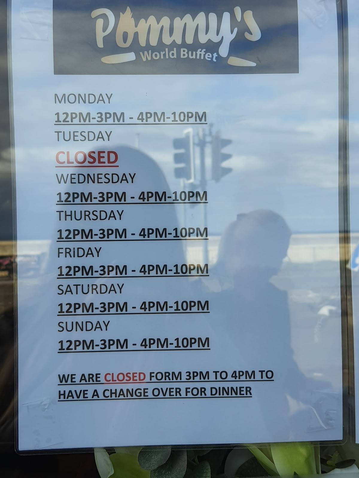 Menu at Pommys world buffet restaurant, Kirkcaldy