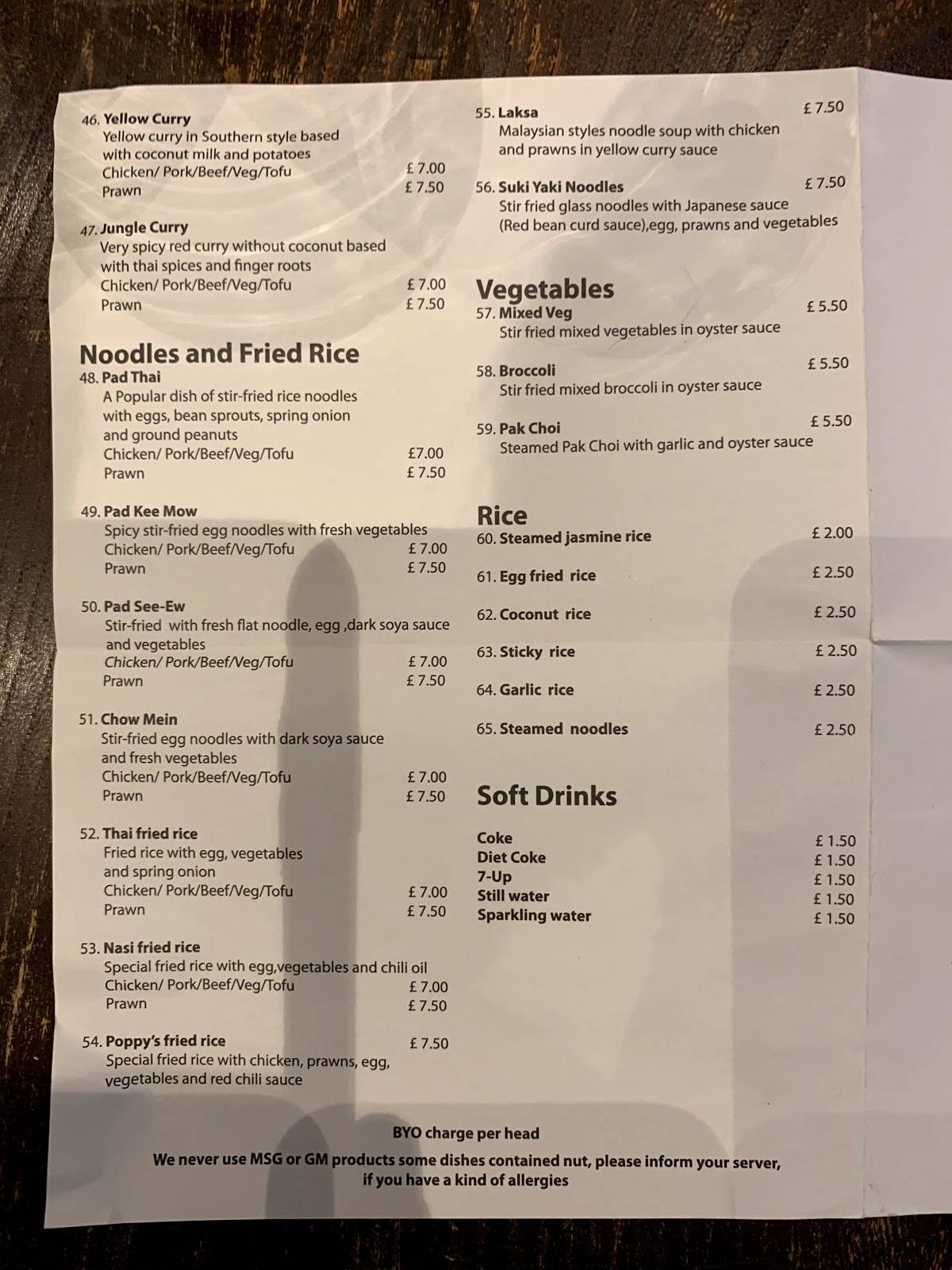 Menu at Poppy’s 2 restaurant, London, Greyhound Rd