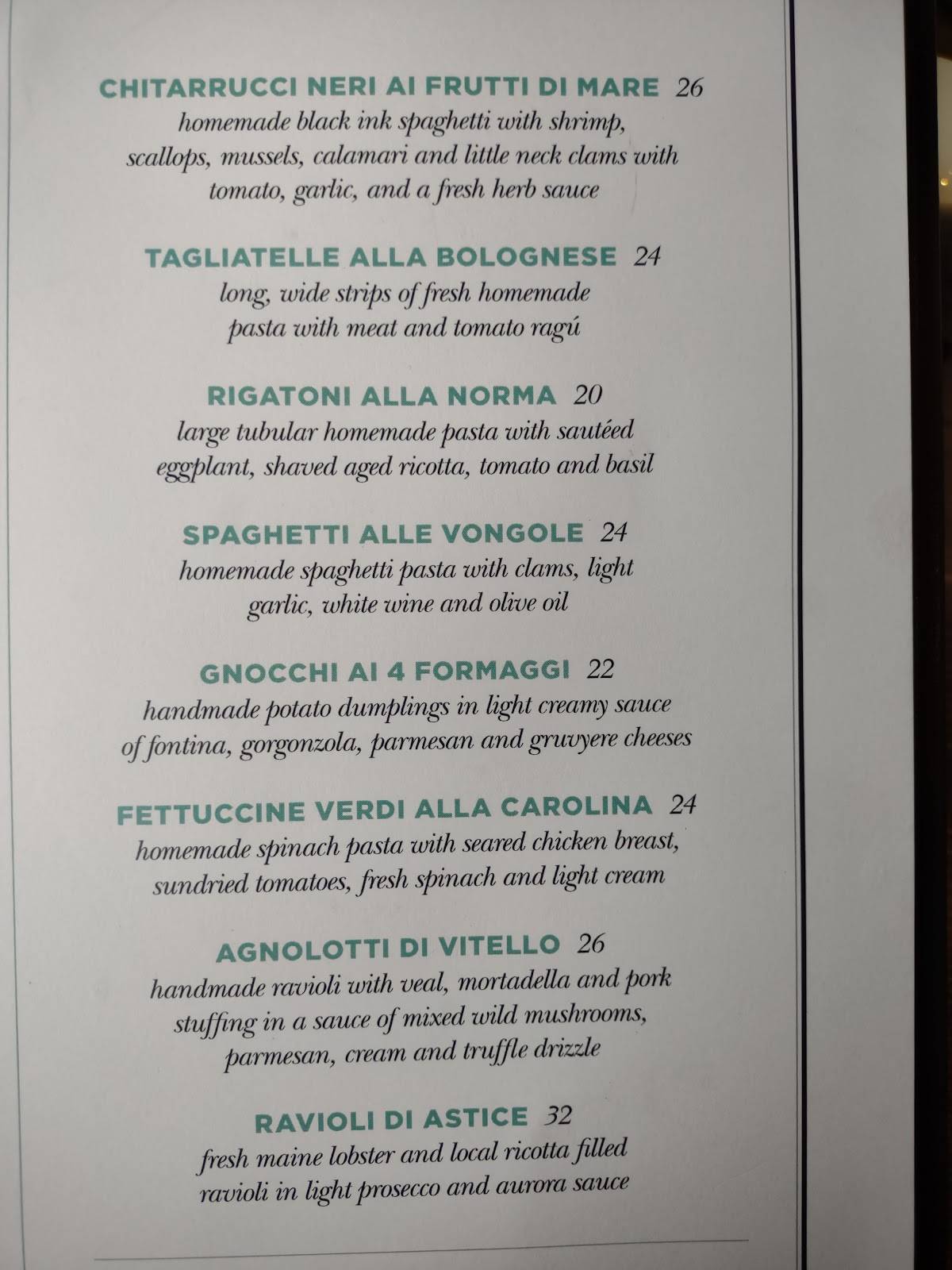 Menu at Ports of Italy, Boothbay Harbor restaurant, Boothbay Harbor