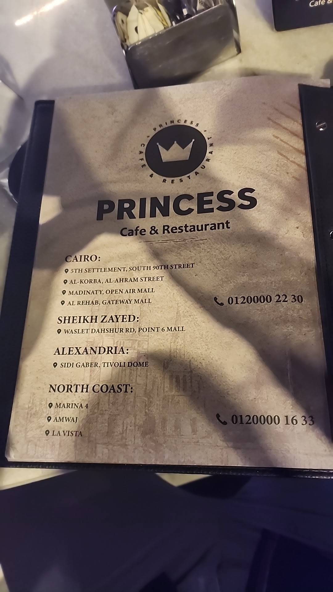 Speisekarte von Princess Café & Restaurant Amwaj Rivette Mall, Ägypten