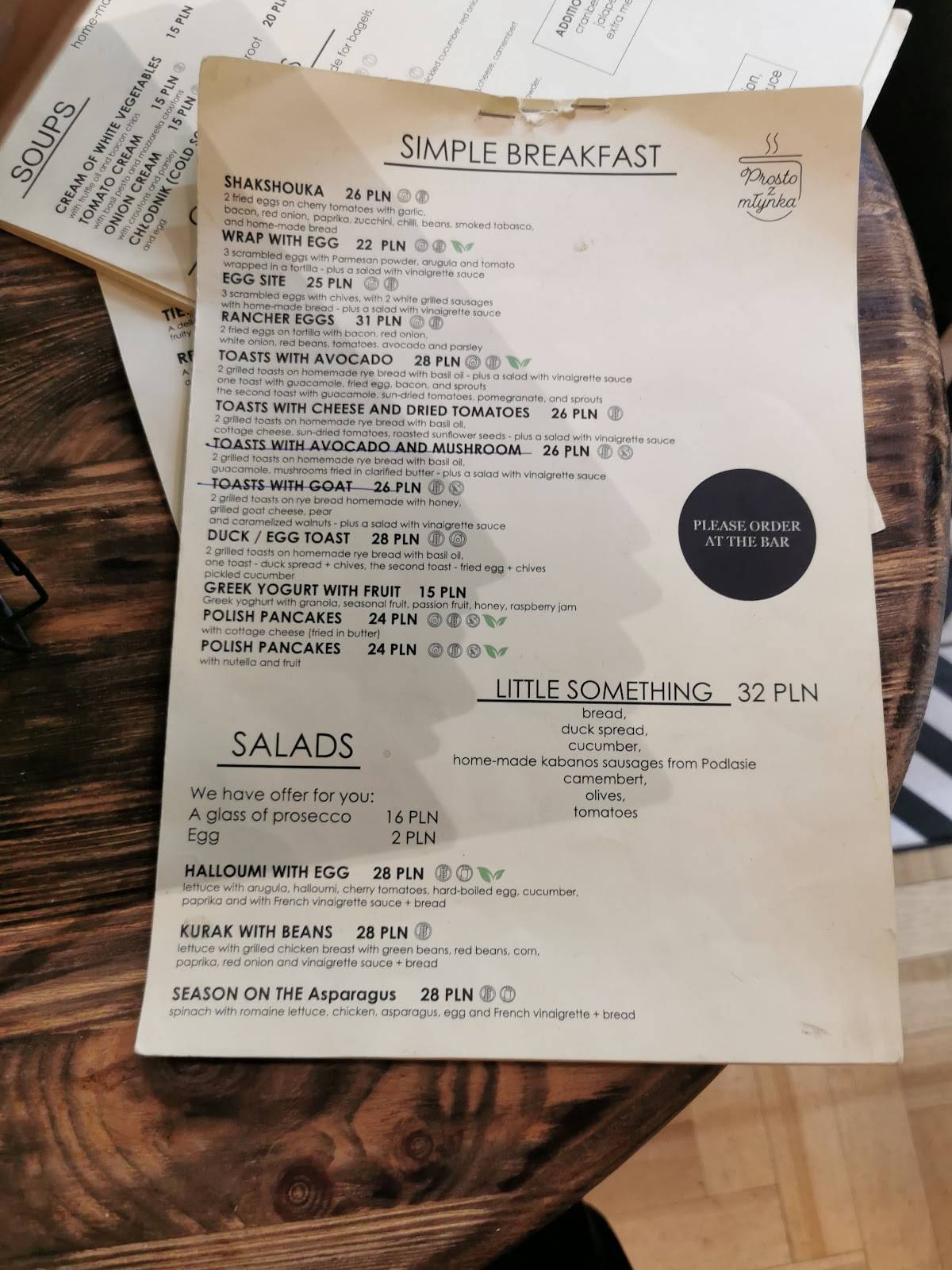 Menu at Prosto z Młynka cafe, Gizycko