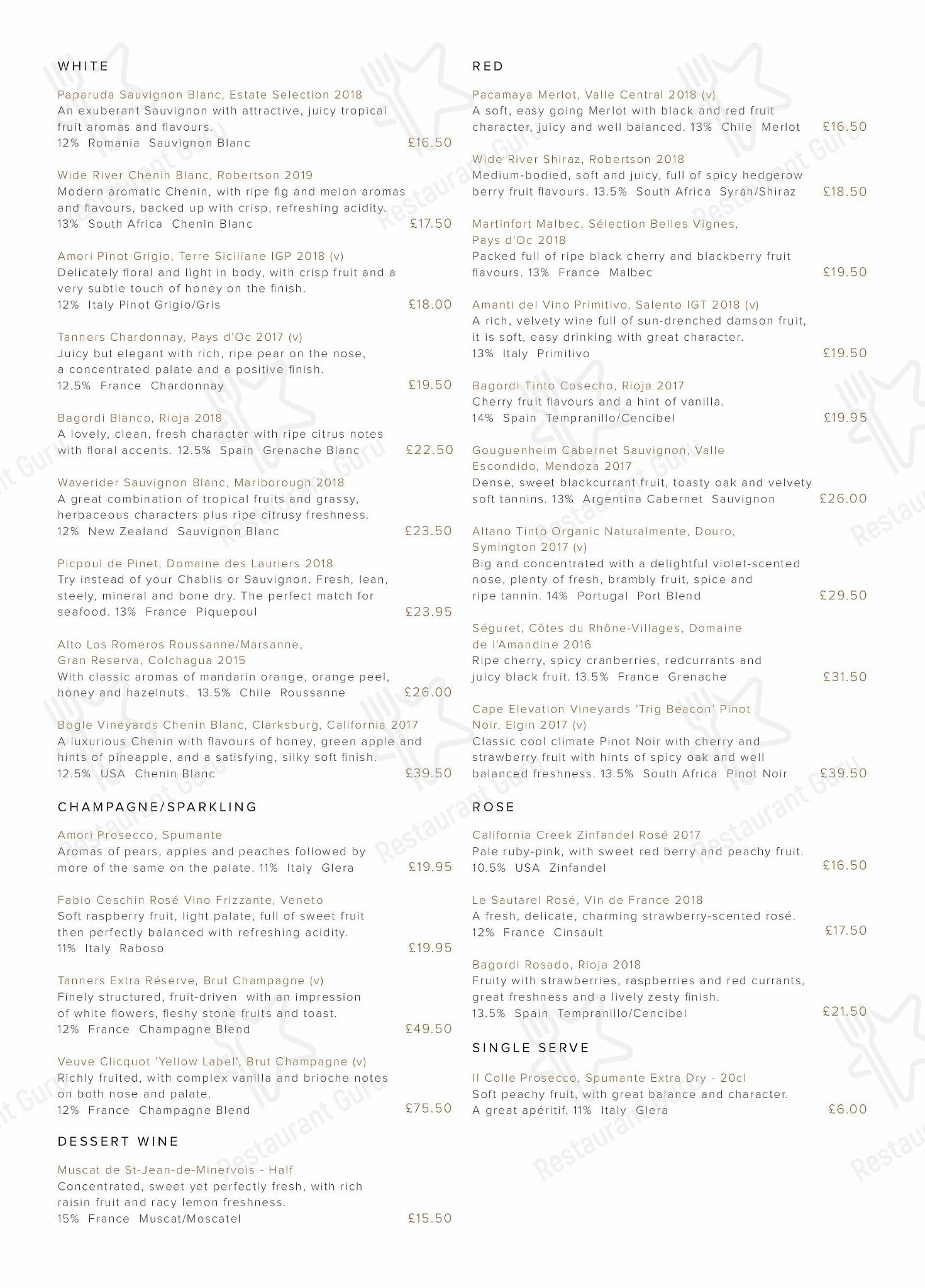 Menu at The Ridgeway pub & bar, Newport