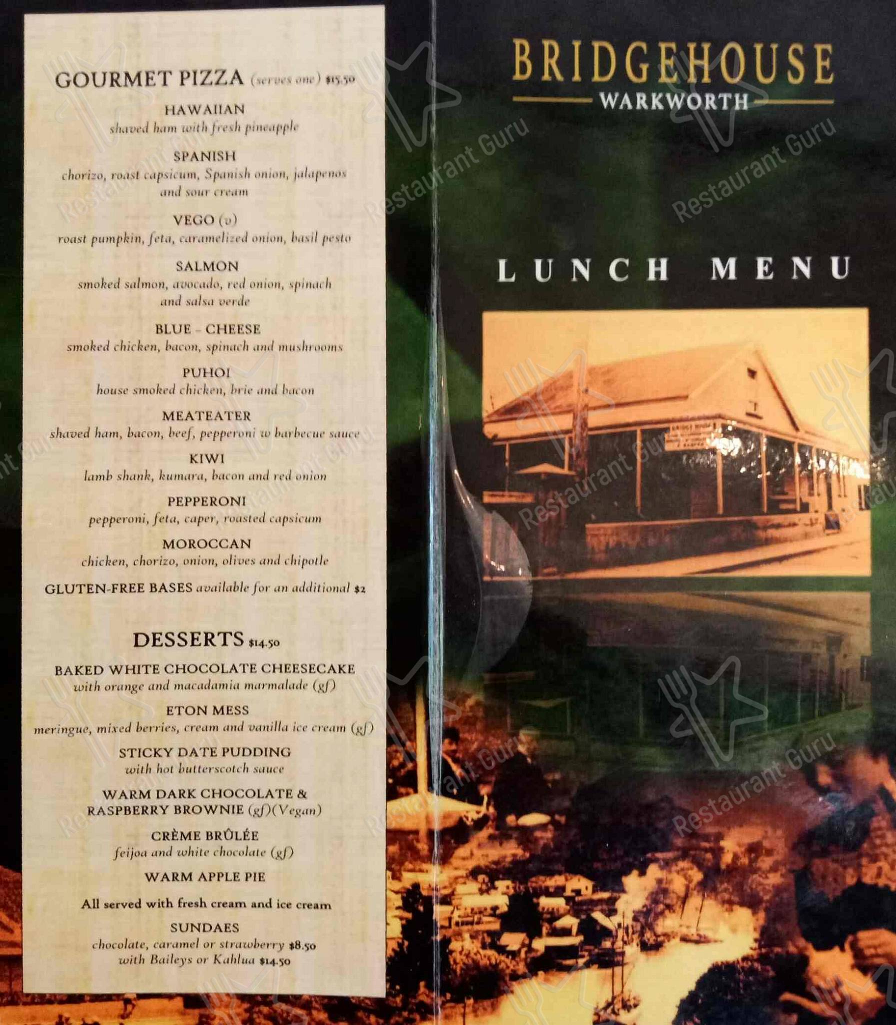 Menu at Bridge House Lodge Bar & Restaurant, Warkworth