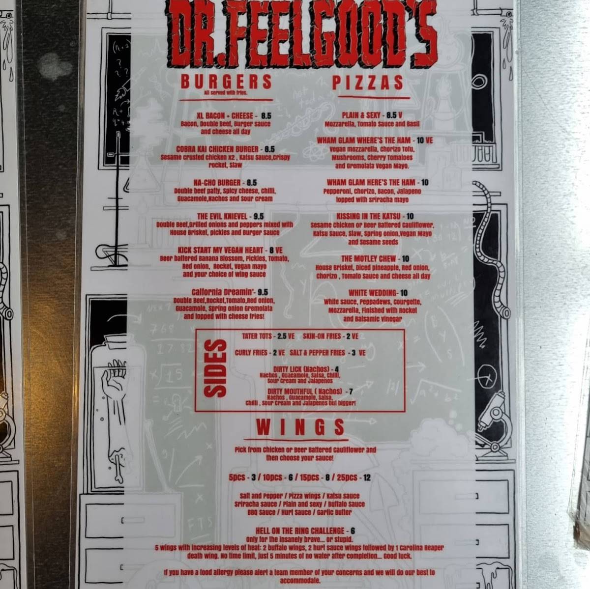 Menu at Doctor Feelgood pub & bar, Stockport