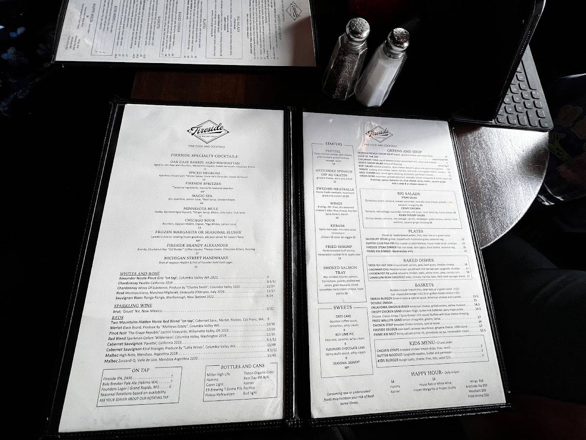 Menu at Fireside Burien pub & bar, Burien
