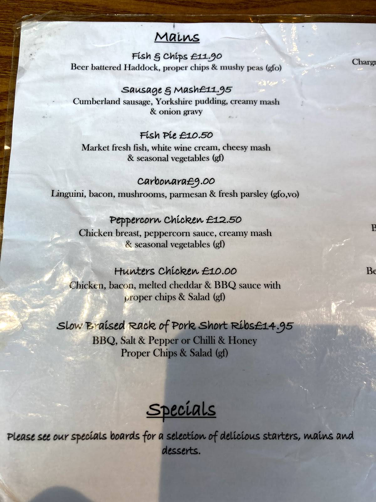 Menu at King Alfred pub & bar, Barrow-in-Furness