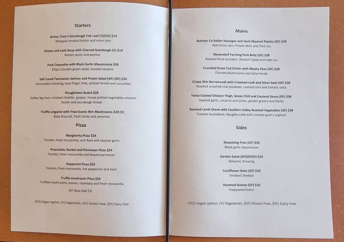 Menu at Roadvale Hotel pub & bar, Roadvale