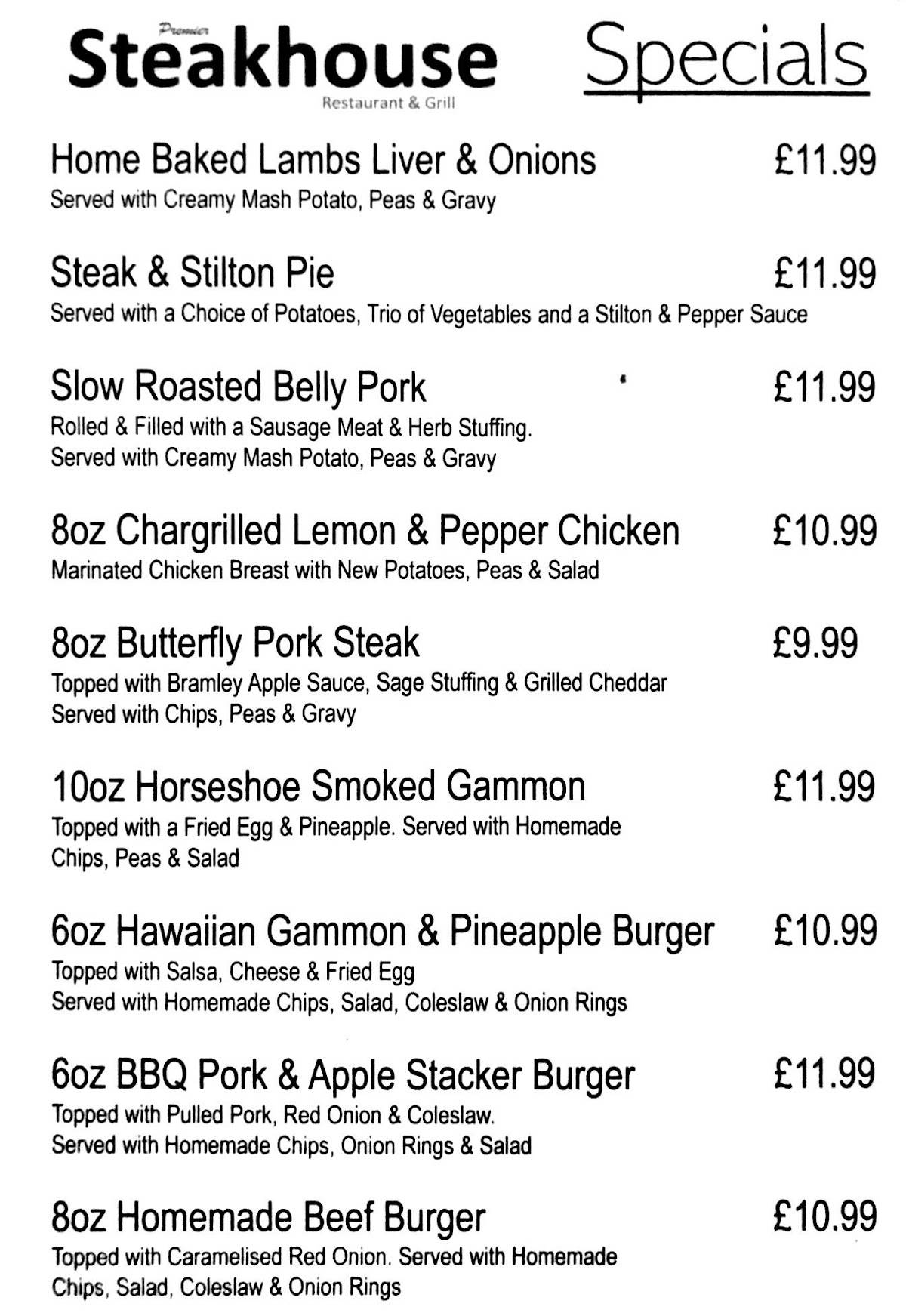 Menu at The Broomhill Inn pub & bar, Nottingham, Broomhill Rd