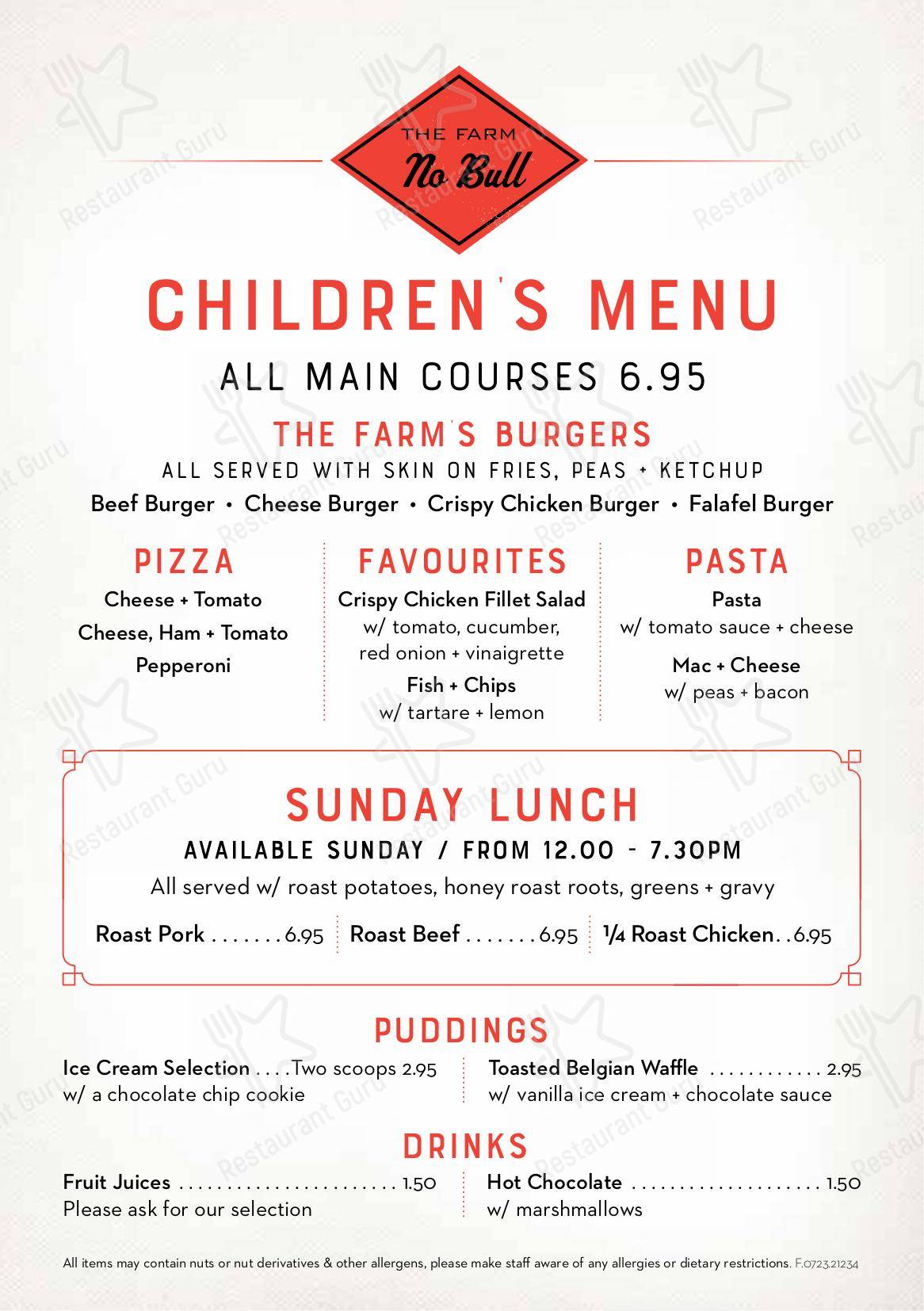Menu at The Farm Inn pub & bar, Solihull