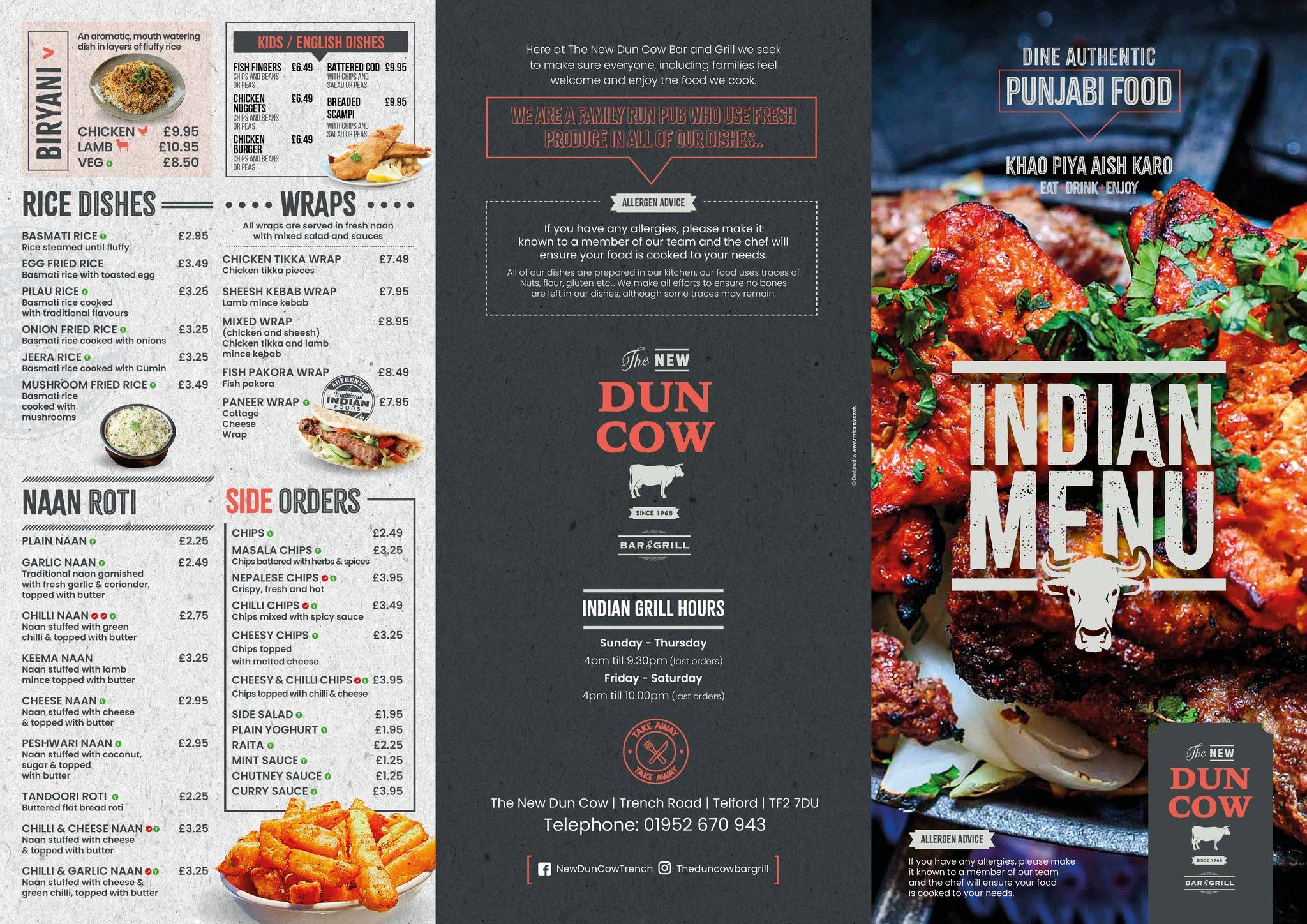 Menu at The New Dun Cow Bar & Grill, Telford