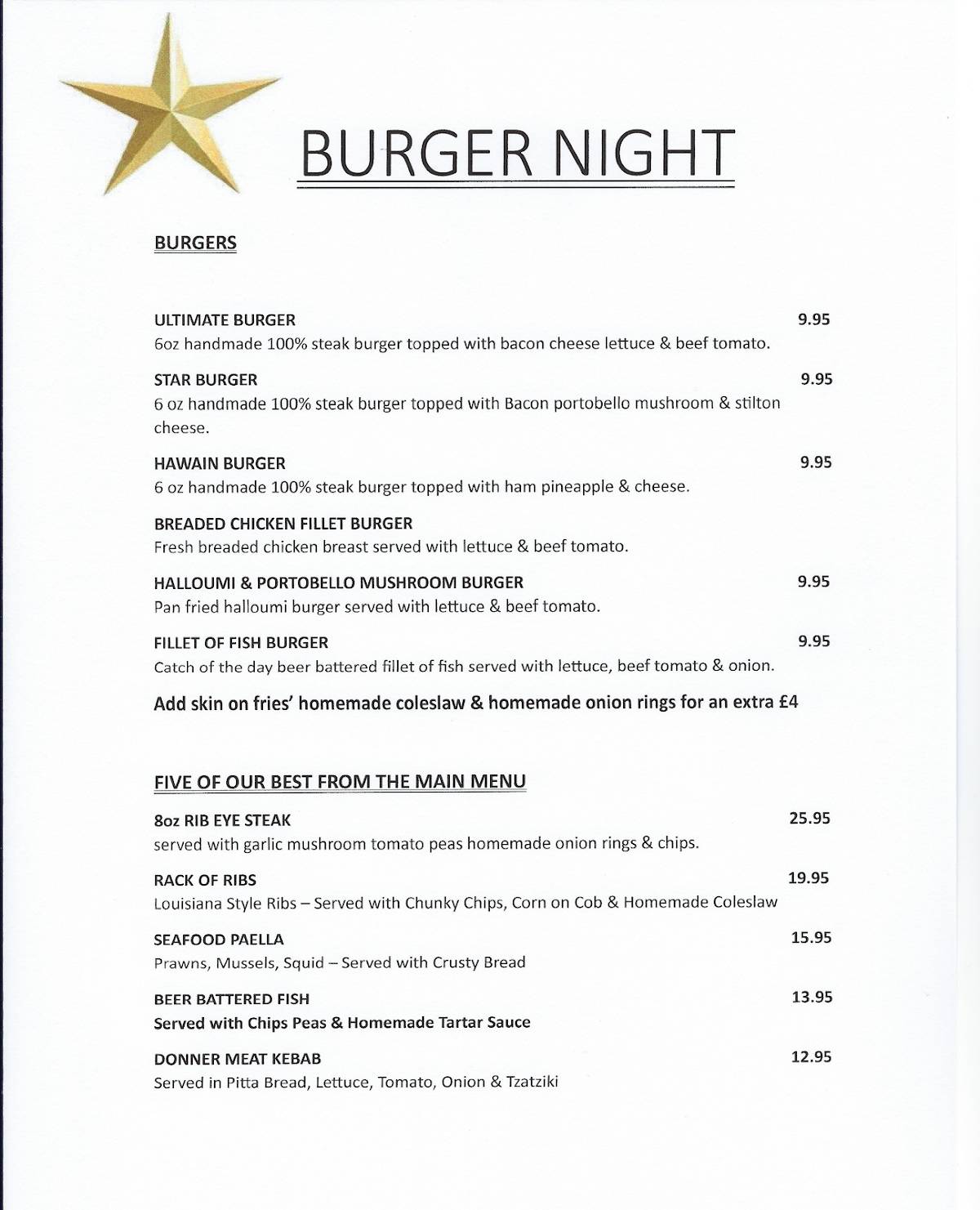 Menu at The Star Pub & Kitchen, Leighton Buzzard