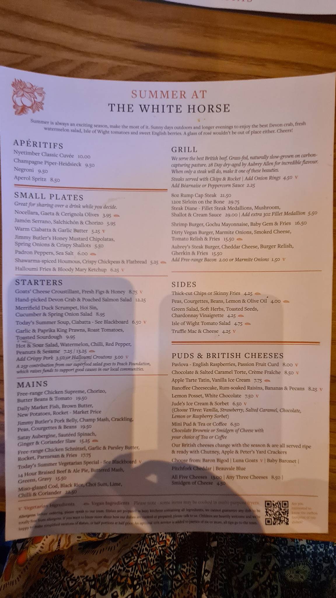 Menu at The White Horse pub & bar, Harpenden, Redbourn Ln