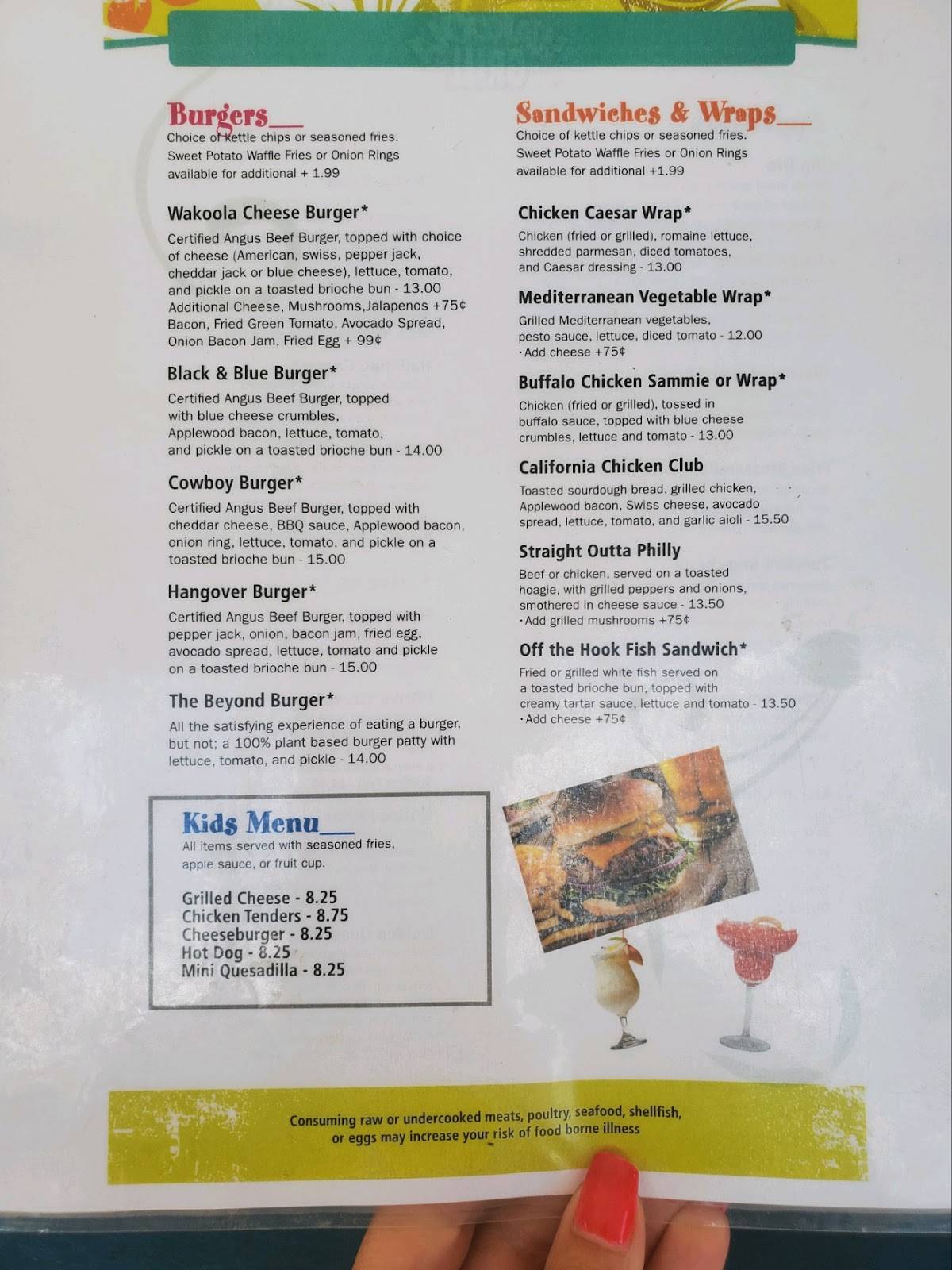 Menu at Wakoola Grill pub & bar, Orlando