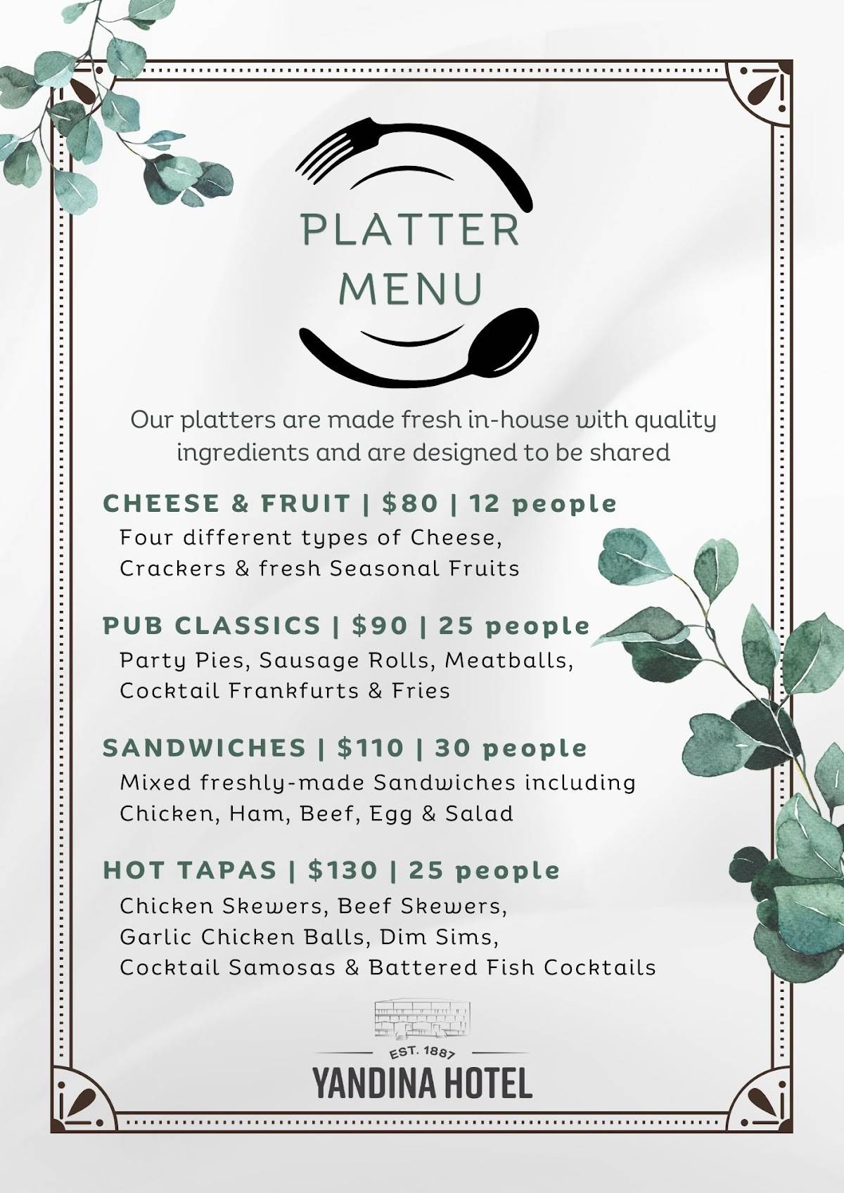Menu at Yandina Hotel pub & bar, Yandina