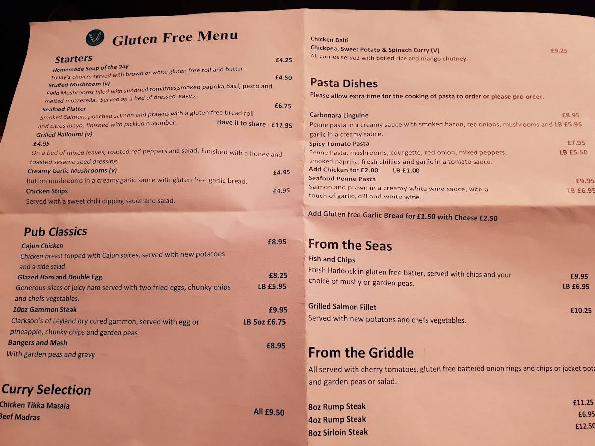 Menu at Yew Tree pub & bar, Preston