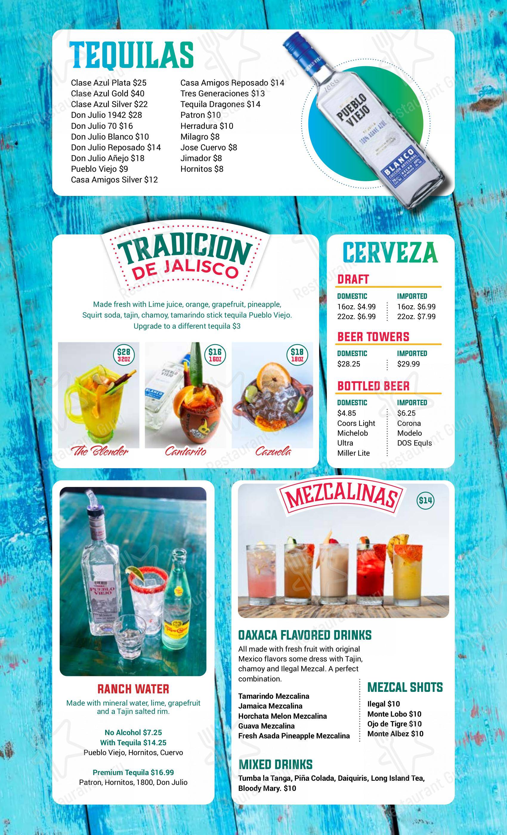 Menu at Pueblos Tex-Mex Kitchen restaurant, Liberty