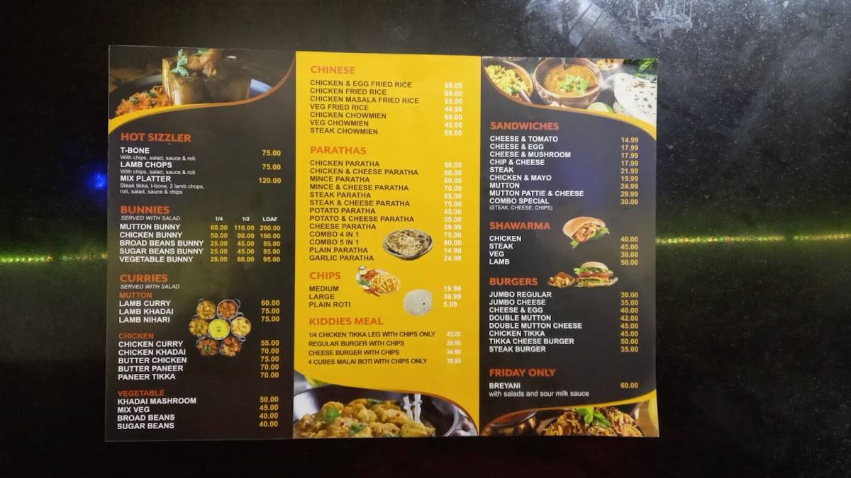 Menu at Shah Chicken Tikka restaurant, Queensburgh
