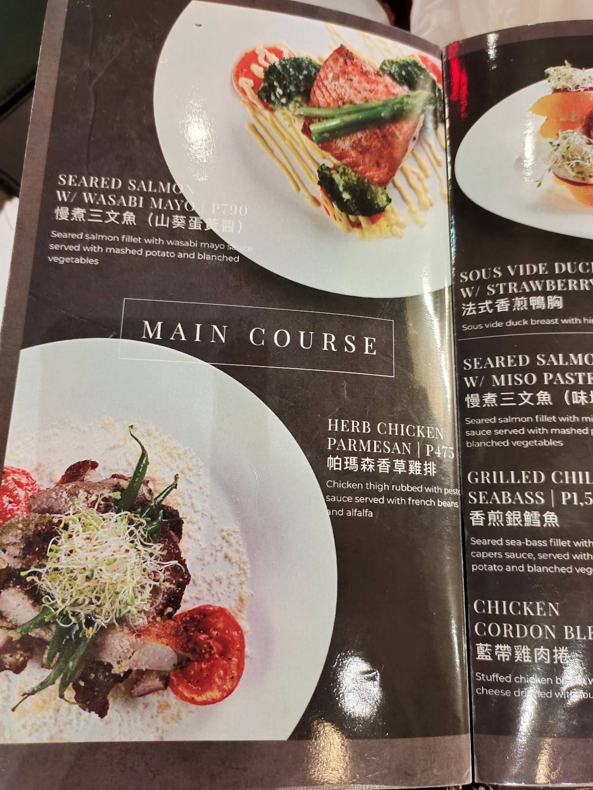 Menu at 1919 Grand Cafe, Manila