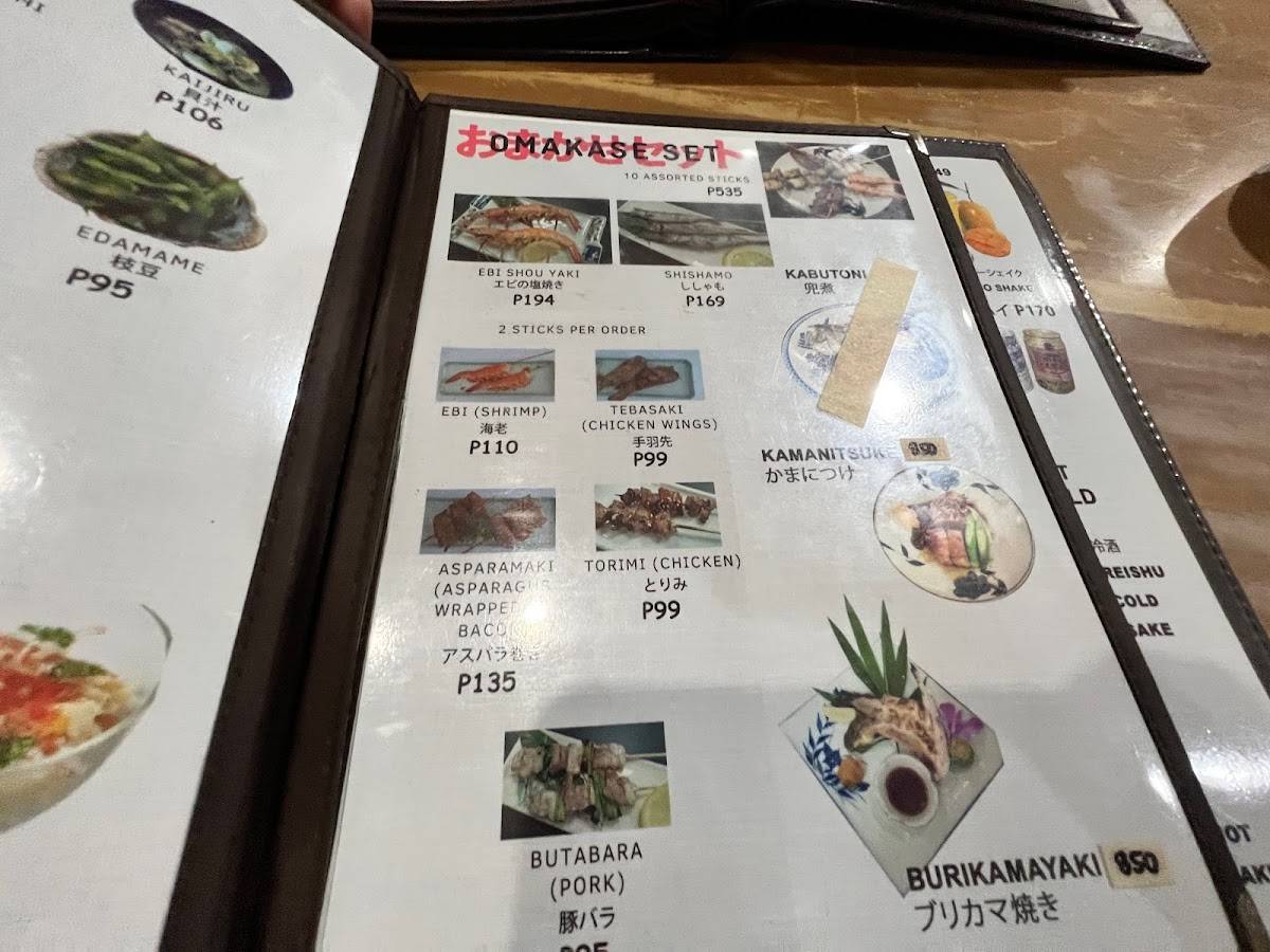 Menu at Yutaka Izakaya restaurant, Quezon City, UNIT X